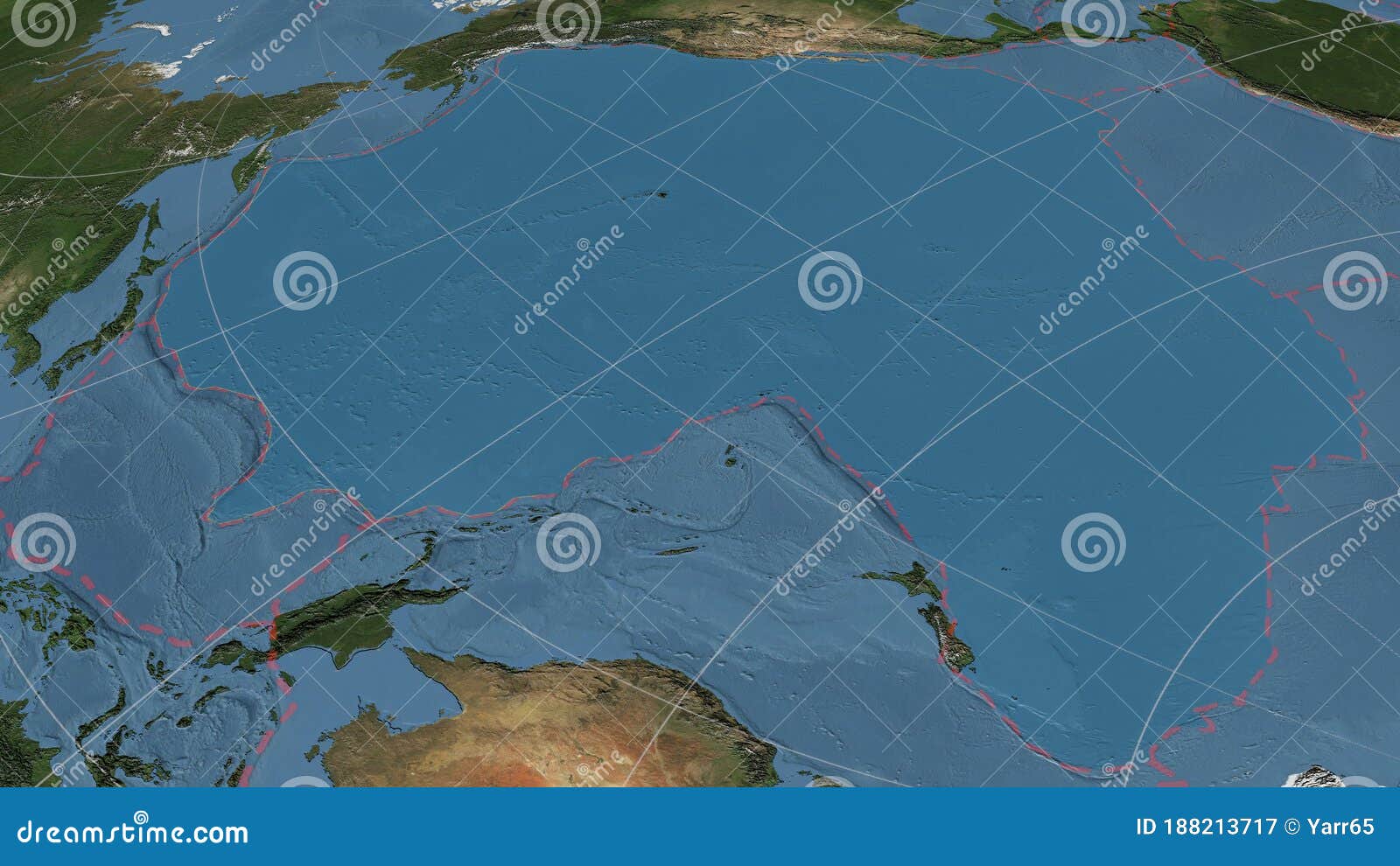 Pacific Plate Enlarged and Outlined - Satellite Stock Illustration ...