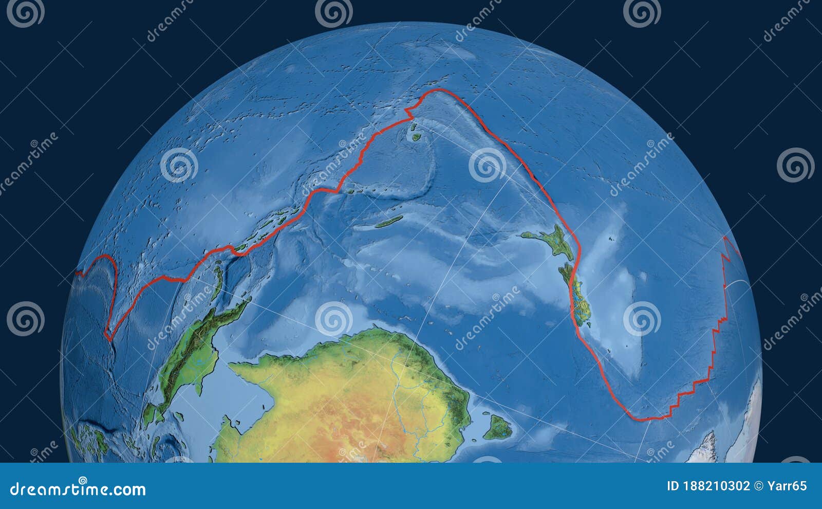 Pacific Plate Outlined - Natural Earth Stock Illustration ...
