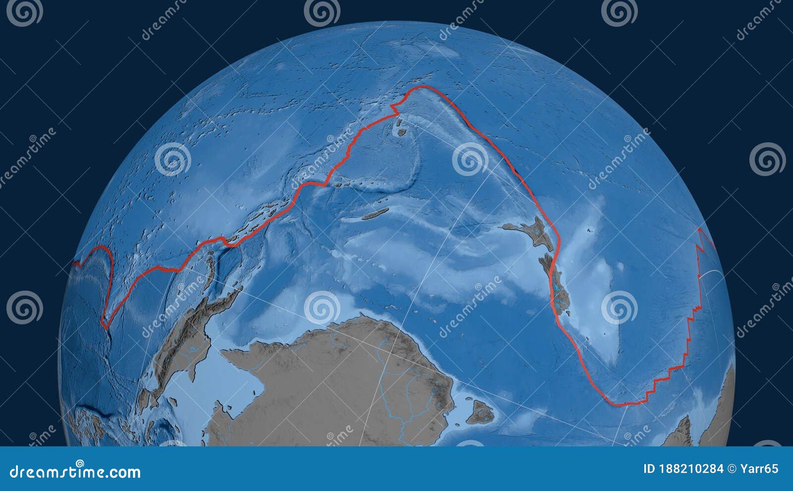 Pacific Plate Outlined - Topo and Bathy Stock Illustration ...