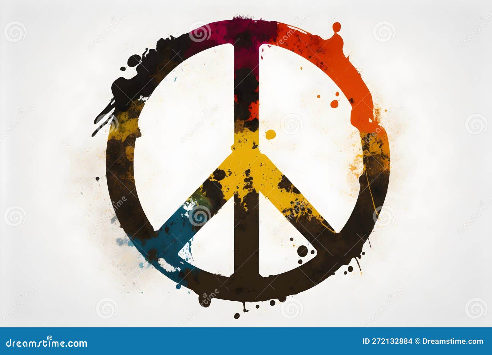 Pacific Sign Watercolor Abstract, Peace Symbol Stock Illustration ...
