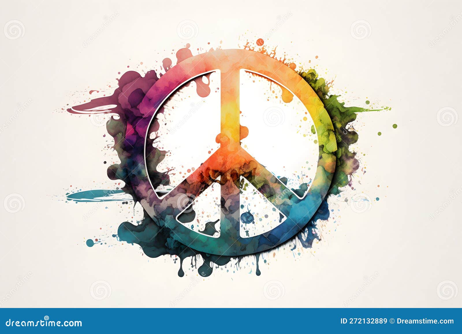 Pacific Sign Watercolor Abstract, Peace Symbol Stock Illustration ...