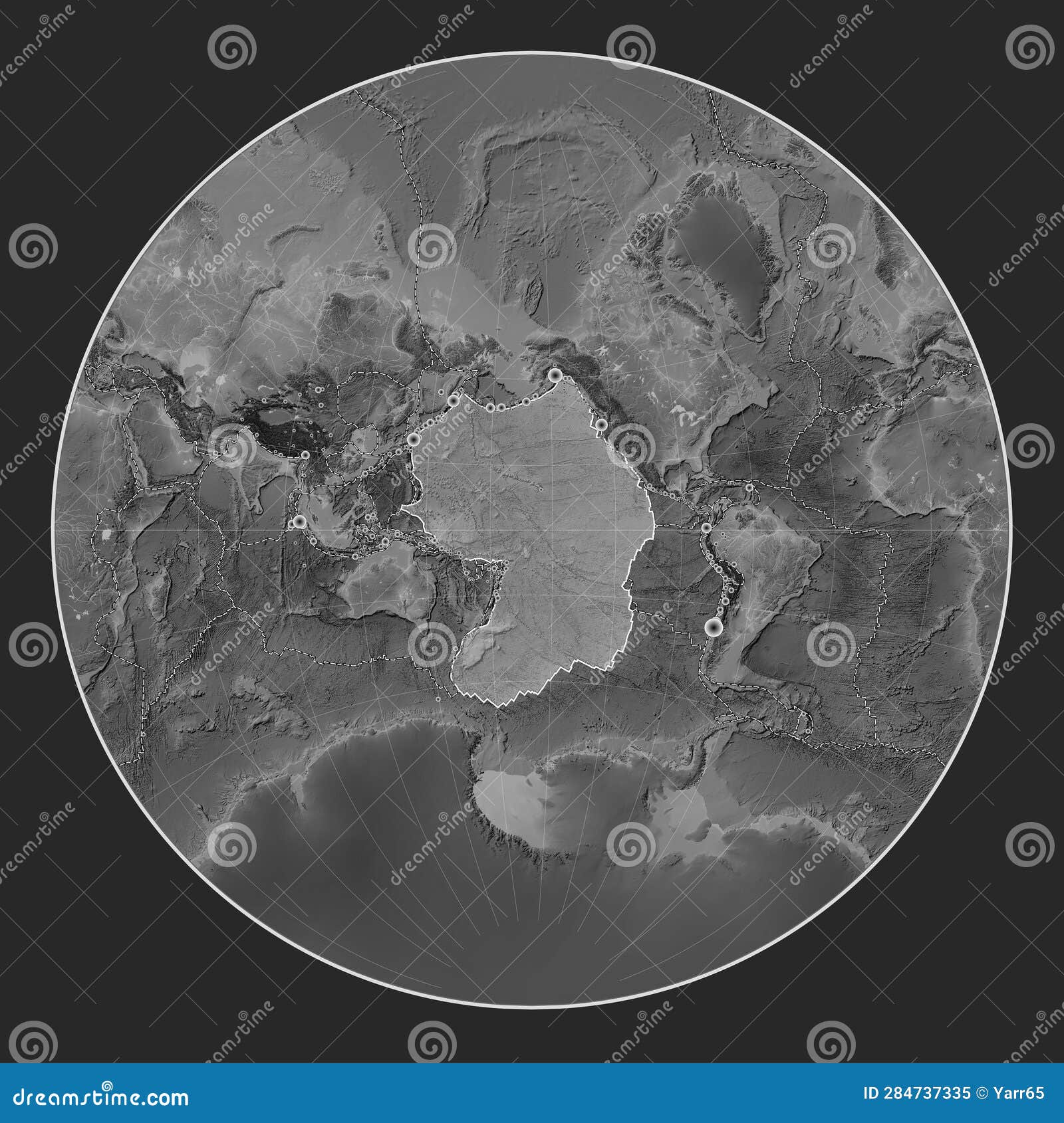 Pacific Tectonic Plate. Grayscale. Lagrange. Earthquakes and Bou Stock ...