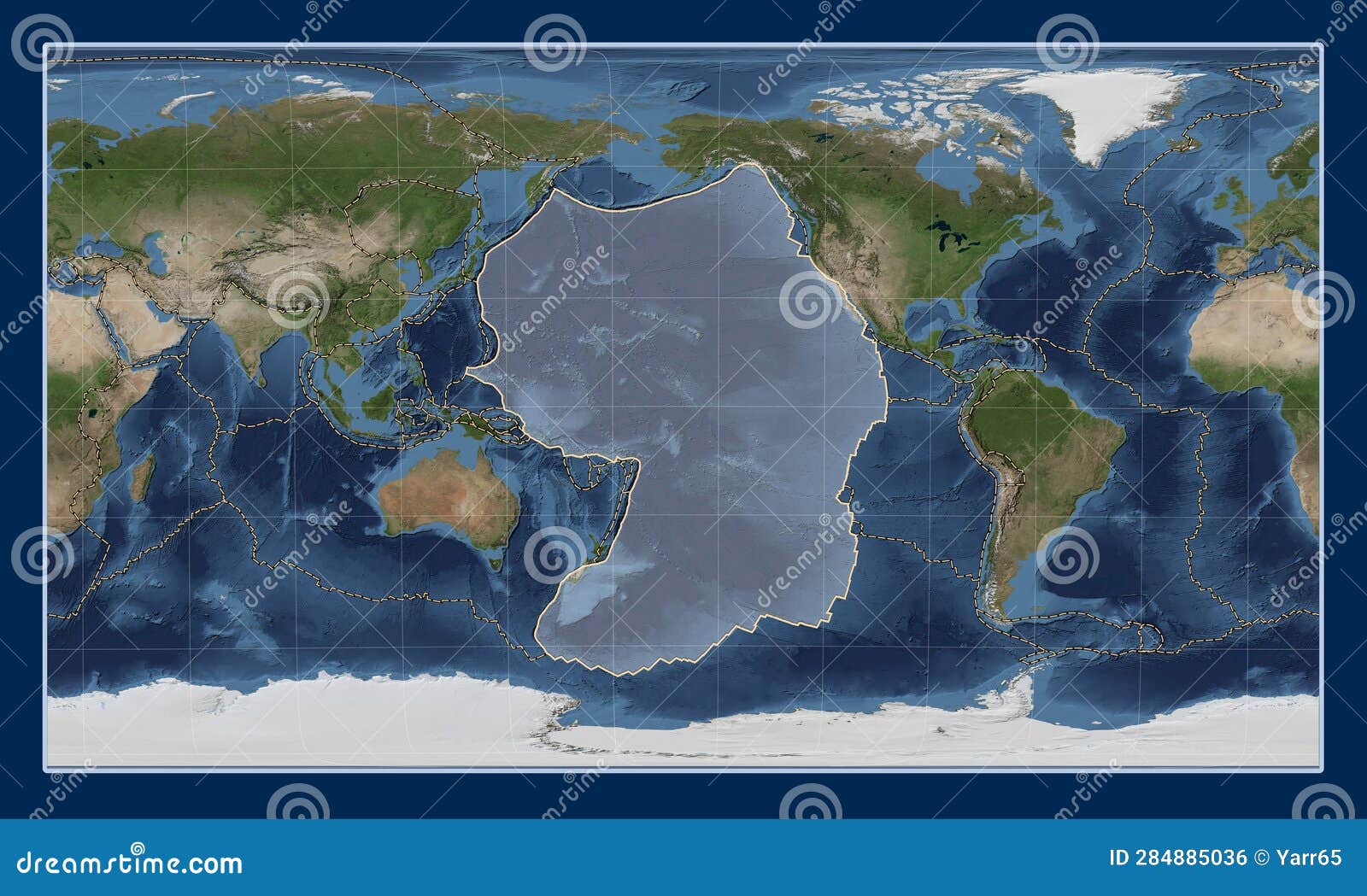 Pacific Tectonic Plate. Satellite. Patterson Cylindrical Oblique Stock ...