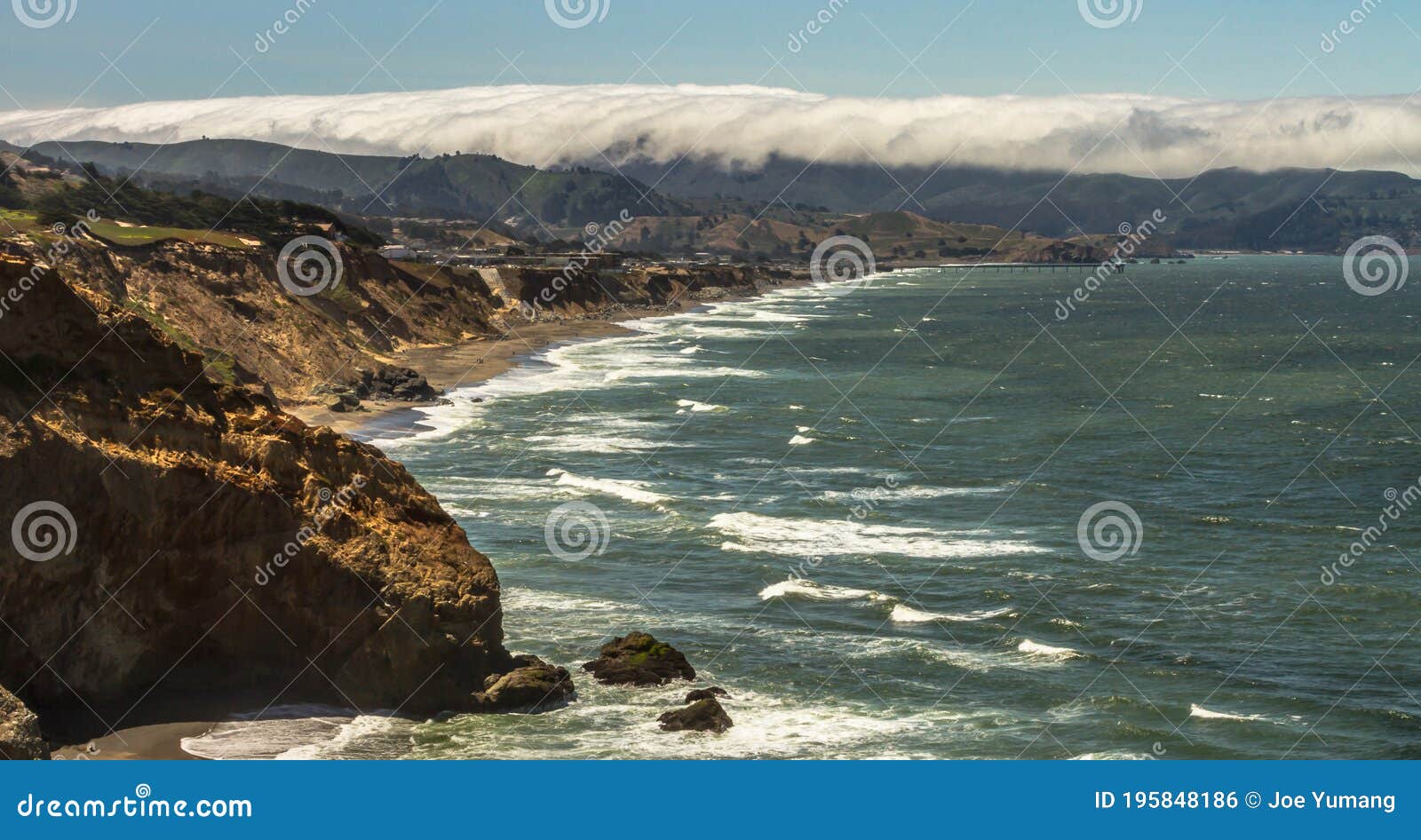 Pacifica Coast Summer Afternoon Fog Rolling in Stock Illustration ...