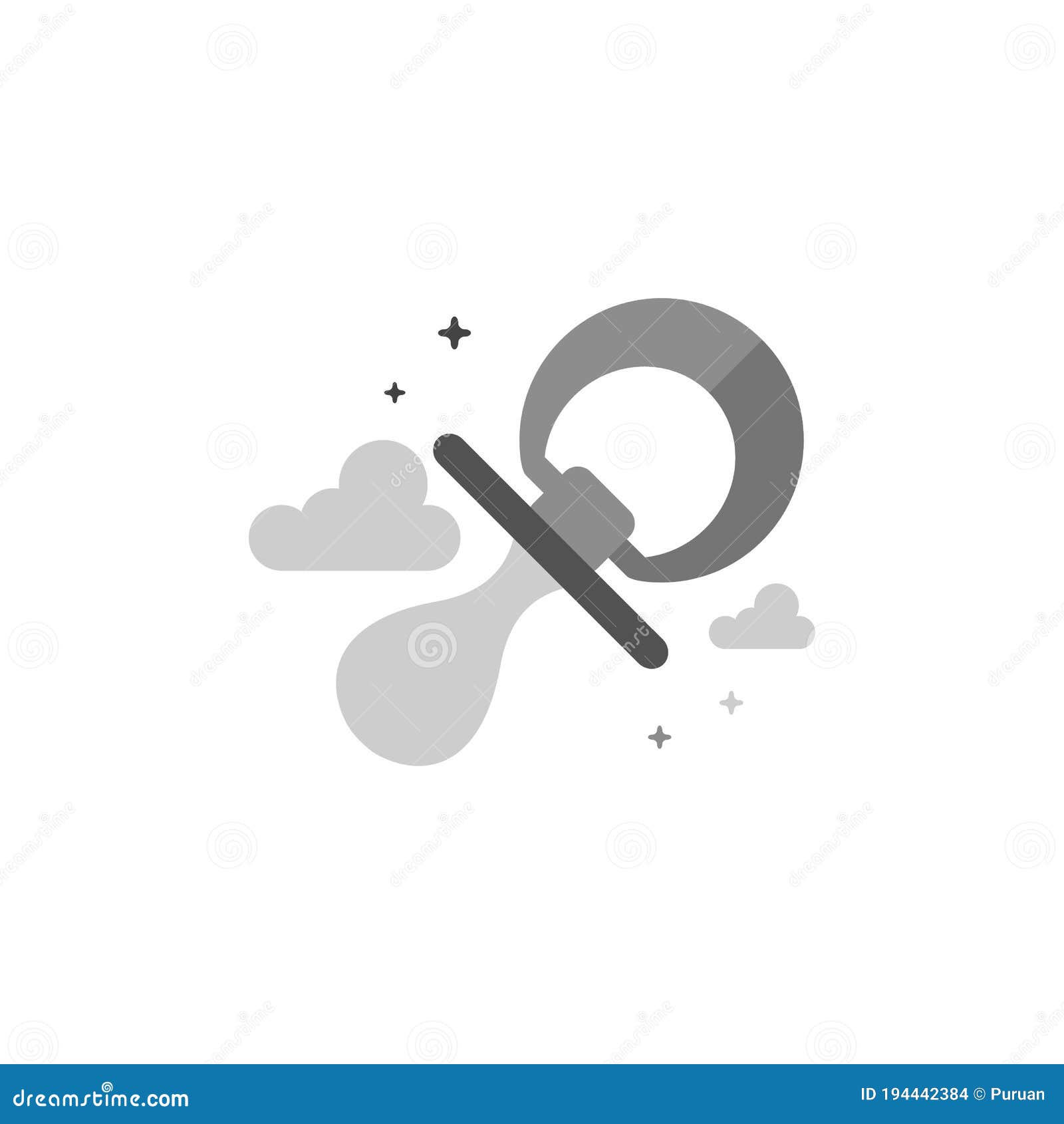 Flat Grayscale Icon - Pacifier Stock Vector - Illustration of childhood ...