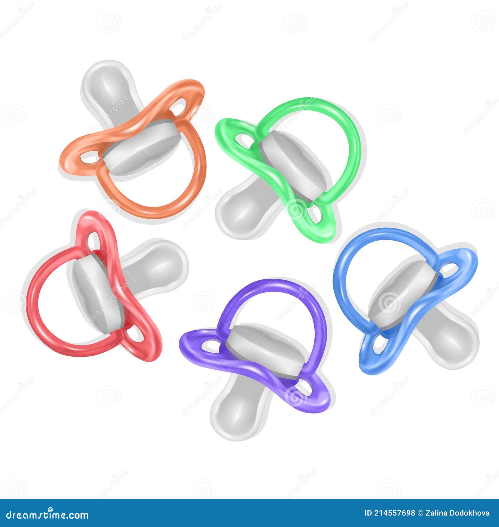 Pacifier Isolated on White Background. Set Pacifiers, Realistic Icon ...