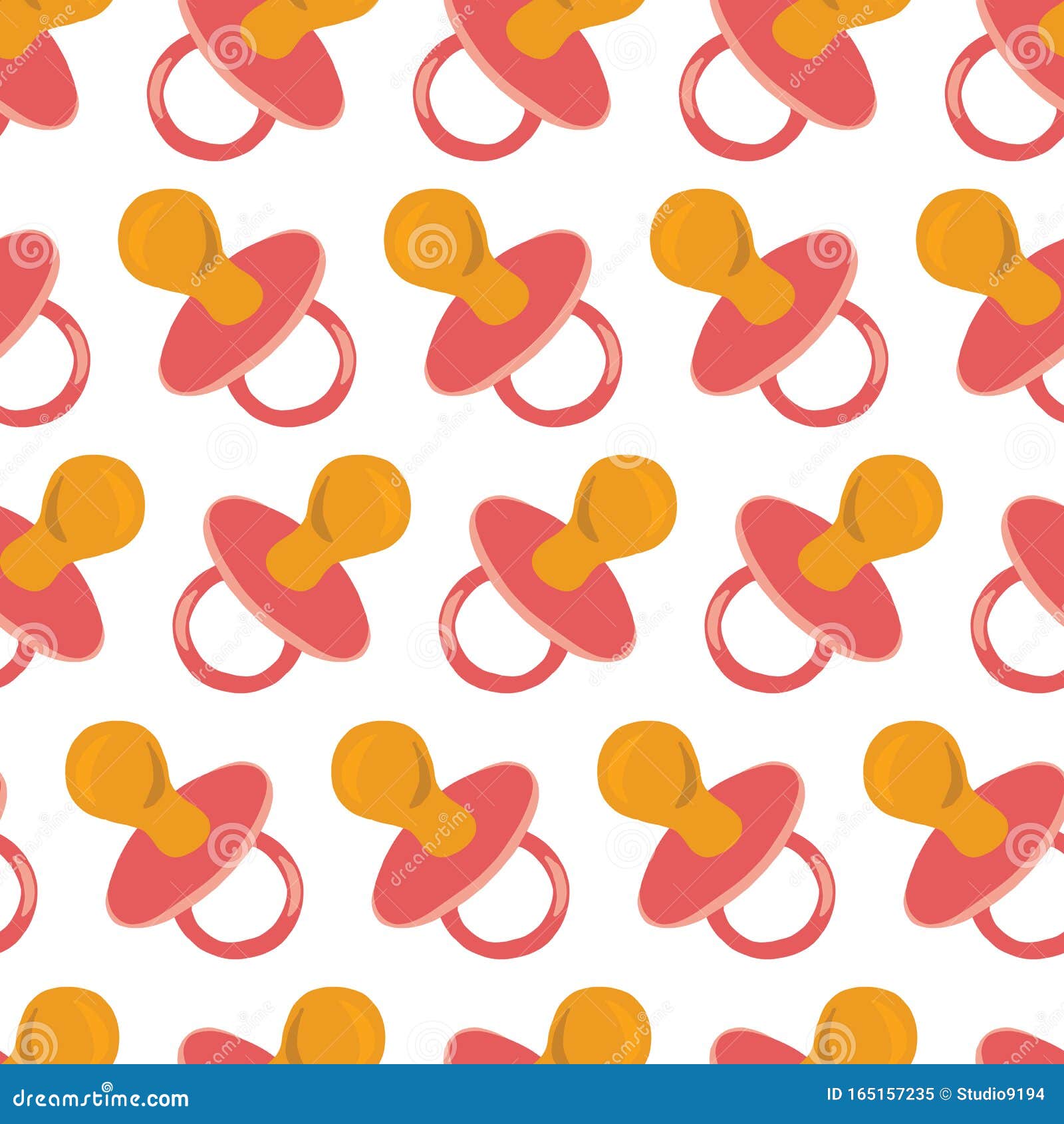 Pacifier Pink Seamless Vector Pattern. Repeating Baby Theme Background ...