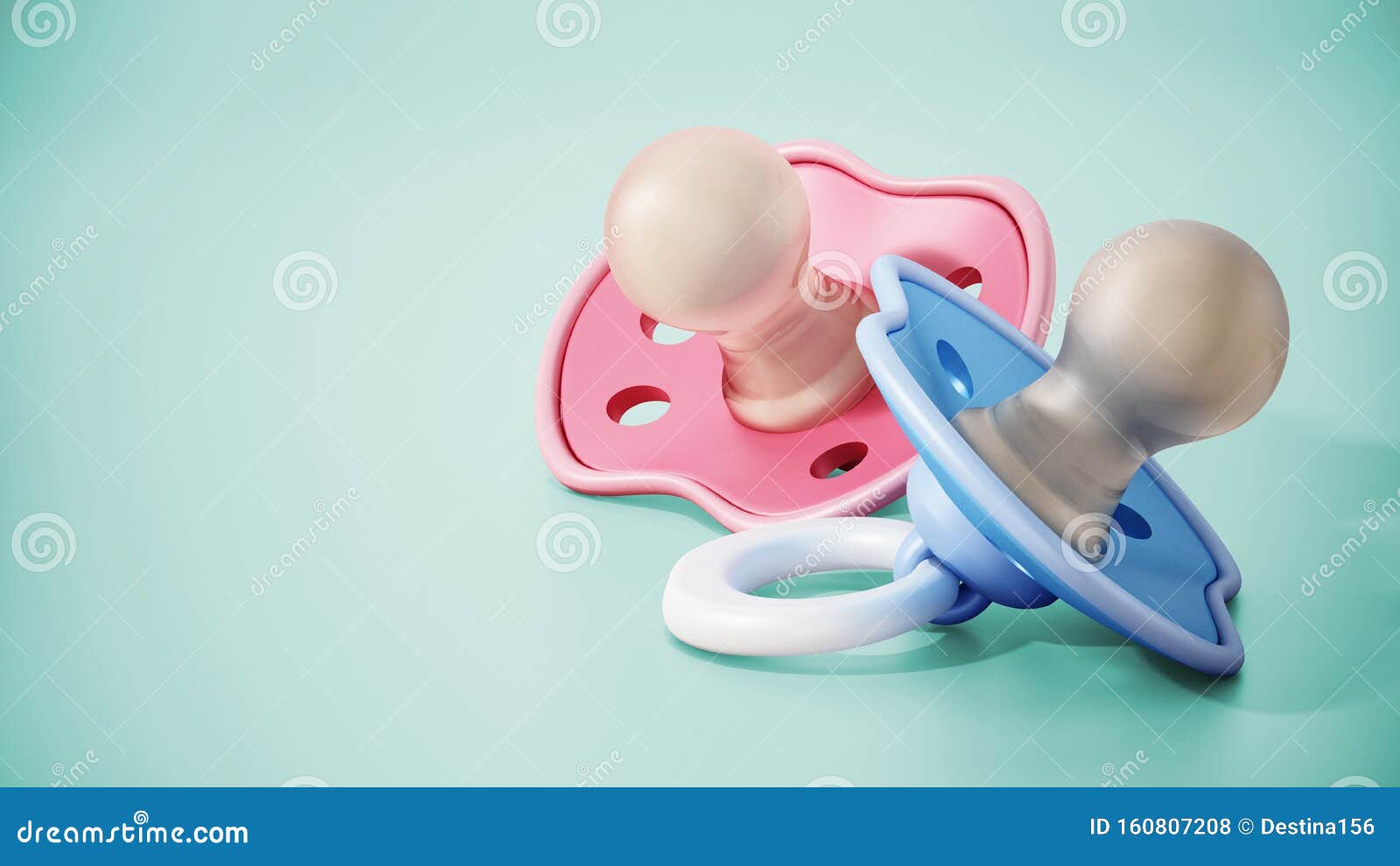 Pacifiers Standing On Green Background. 3D Illustration | CartoonDealer ...