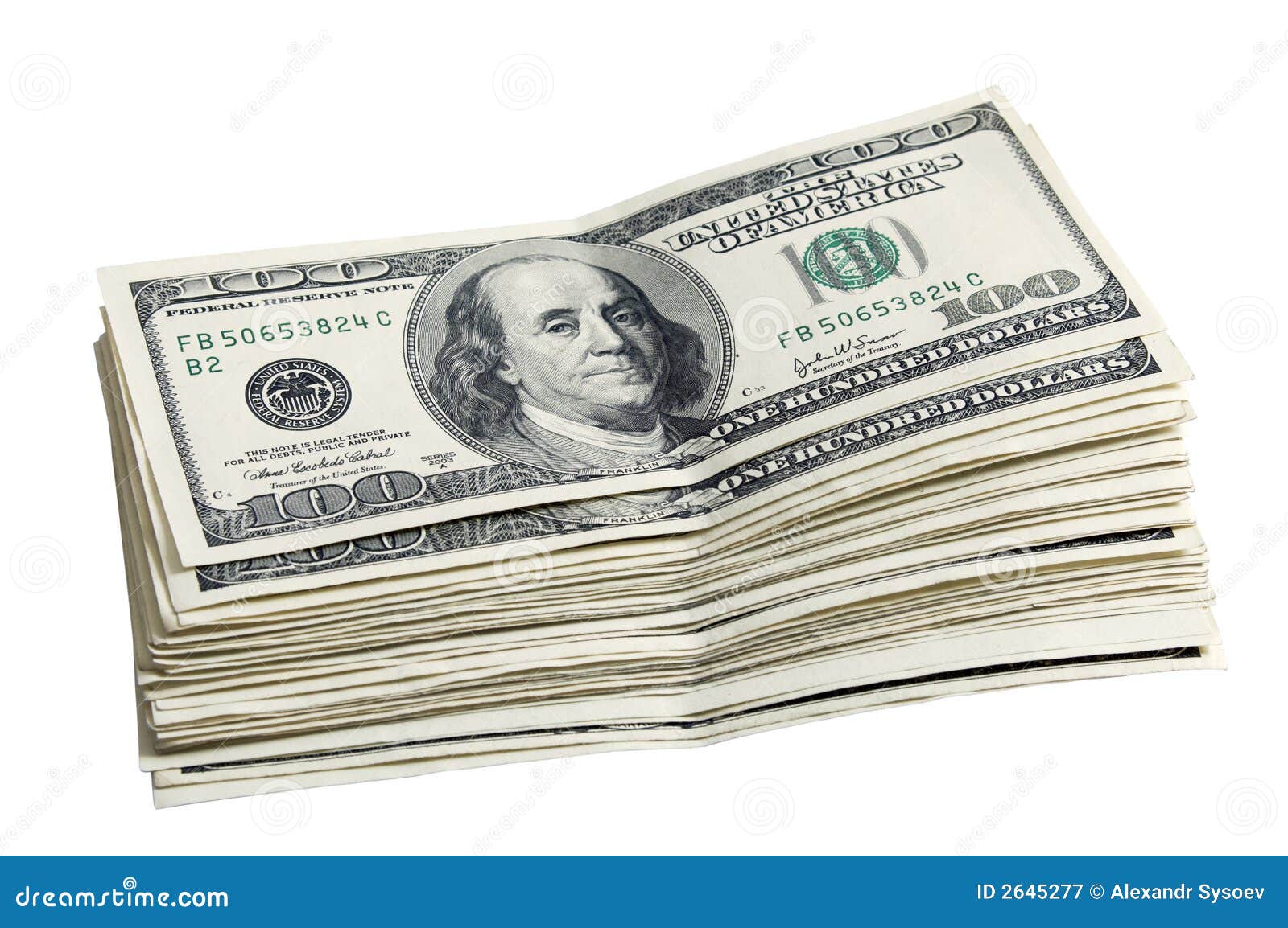 Pack of a 100 dollars stock image. Image of money, pattern - 2645277