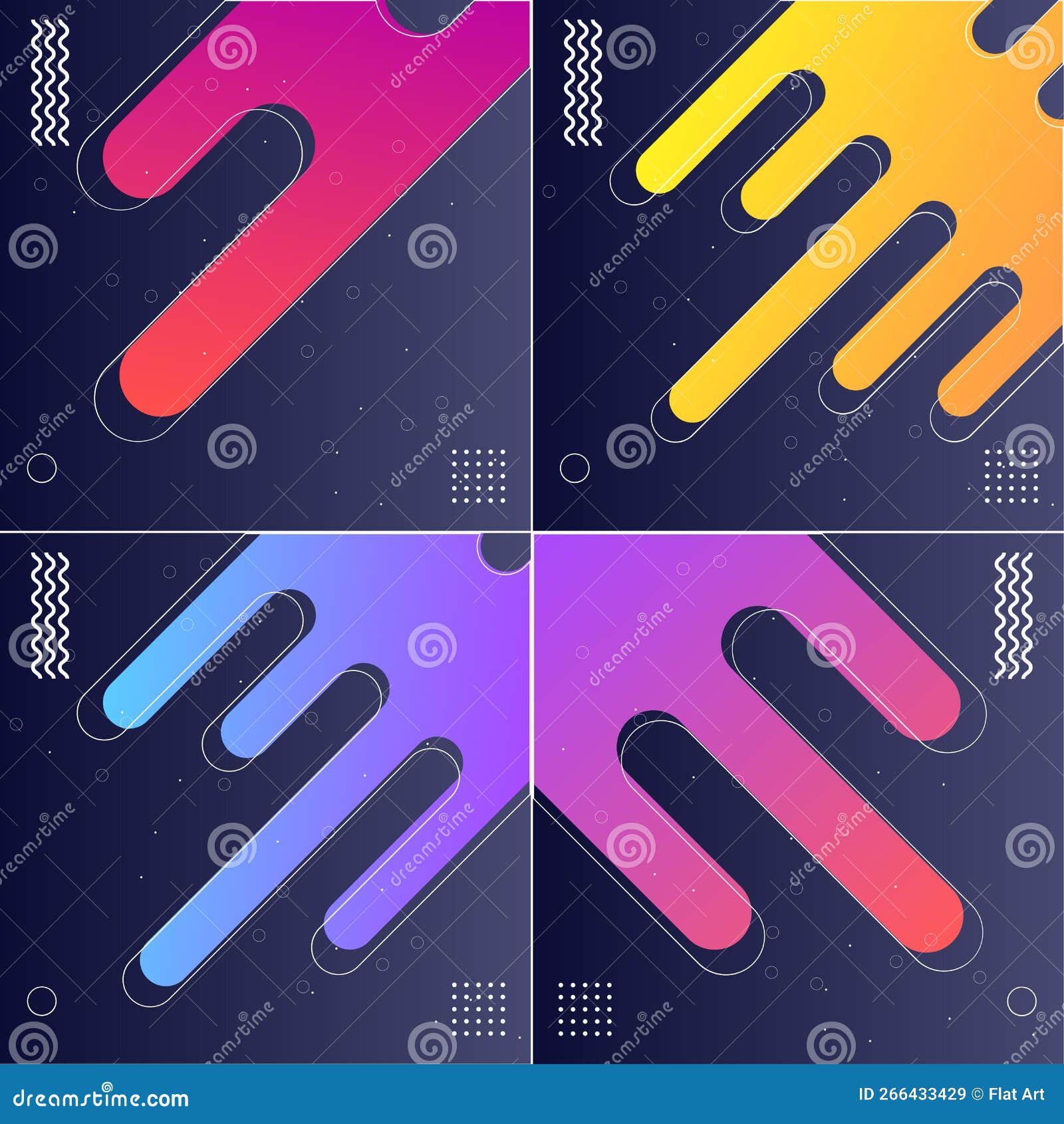 Pack of 4 Abstract Geometric Gradient Backgrounds with Minimalistic Fluid Shapes Stock Vector ...