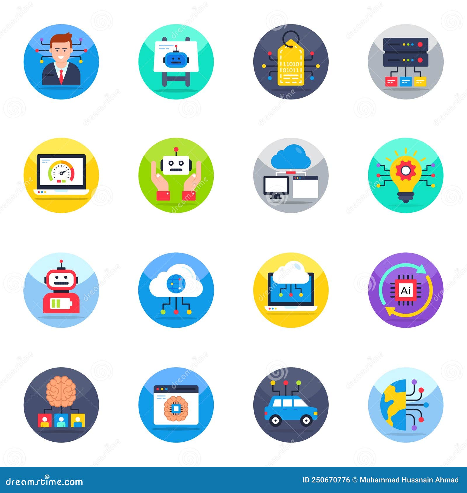 Pack of Ai and Technology Flat Icons Stock Vector - Illustration of ...