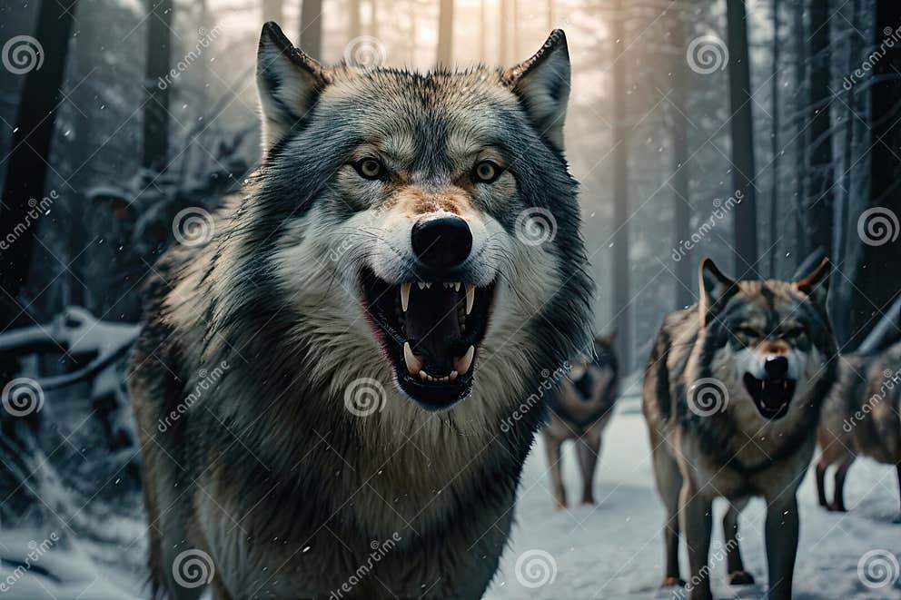 Pack of Wolves stock illustration. Illustration of animal - 346283851