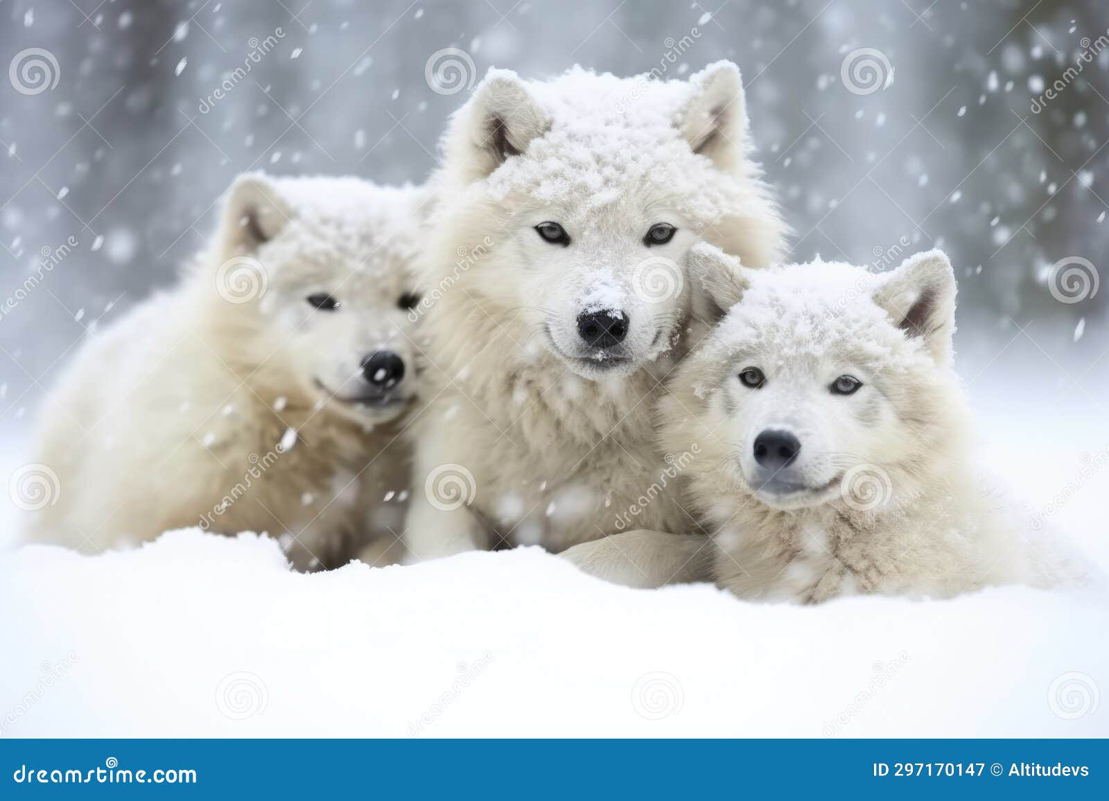 Pack of Arctic Wolves in a Snowstorm Stock Image - Image of weather ...