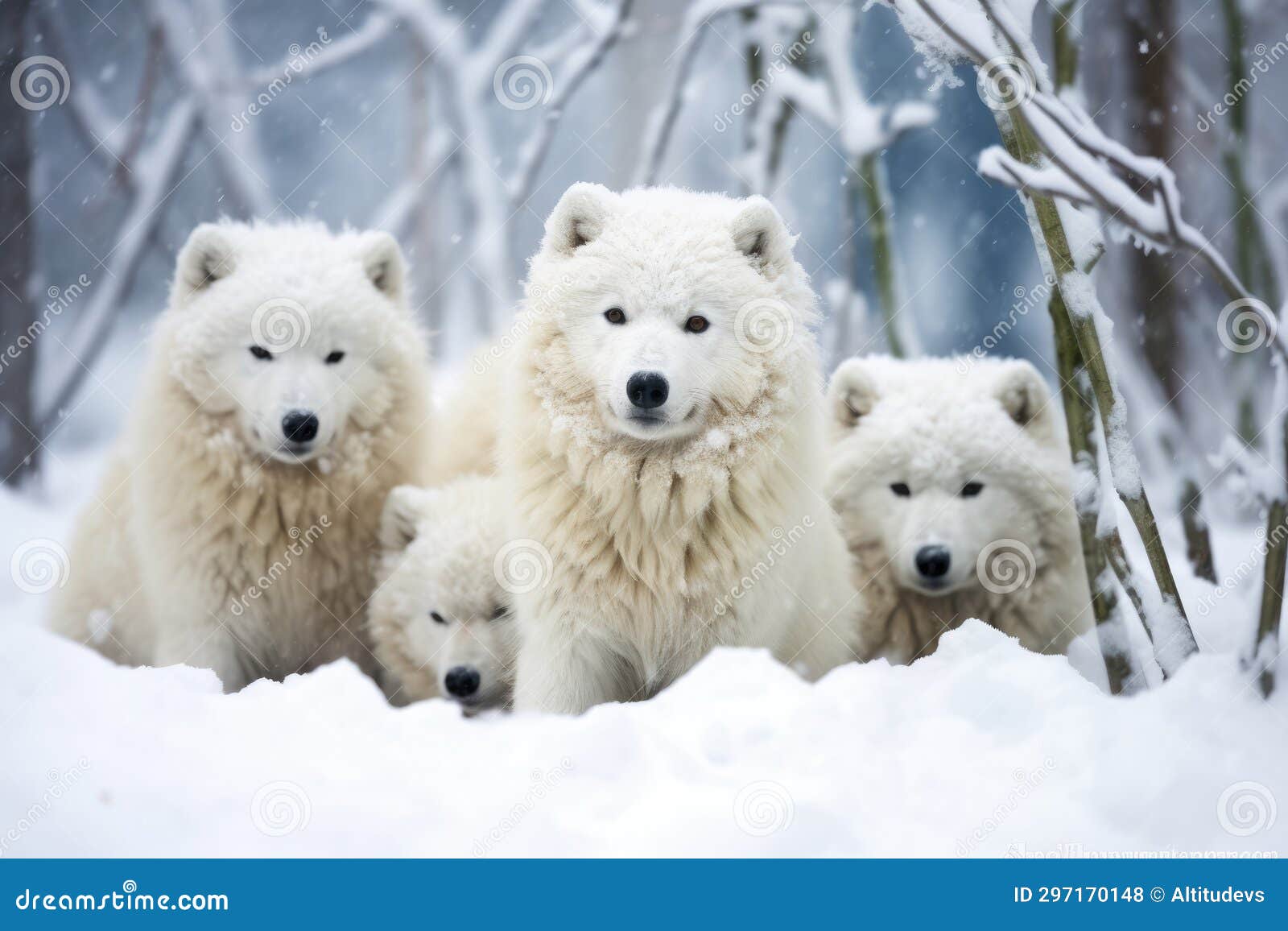 Pack of Arctic Wolves in a Snowstorm Stock Photo - Image of winter ...