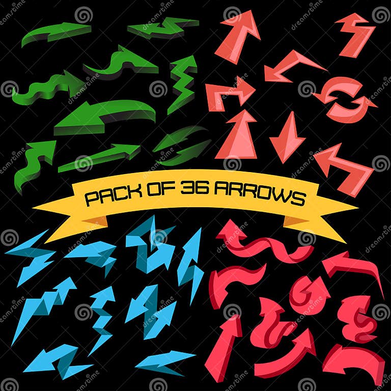 Pack of 36 Arrows stock vector. Illustration of arrow - 62971121