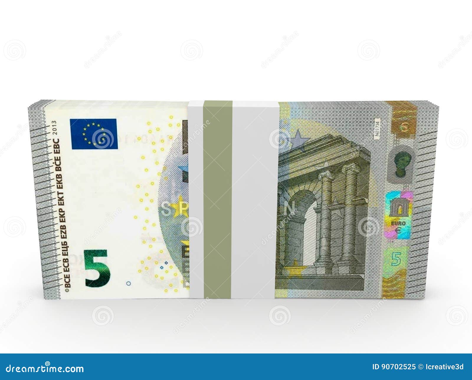 Pack of Banknotes. Five Euros Stock Illustration - Illustration of ...