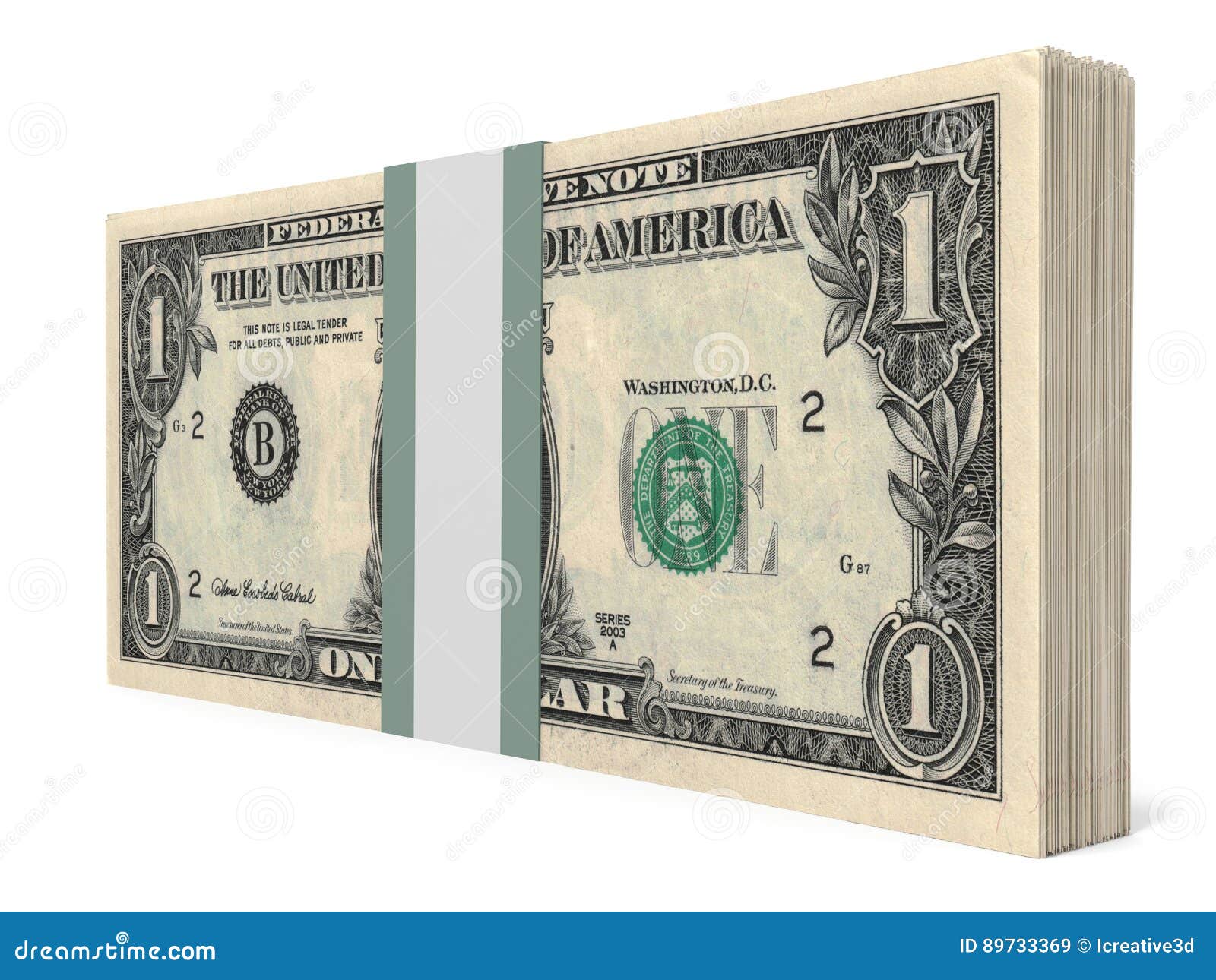Pack of Banknotes. One Dollar Stock Illustration - Illustration of ...