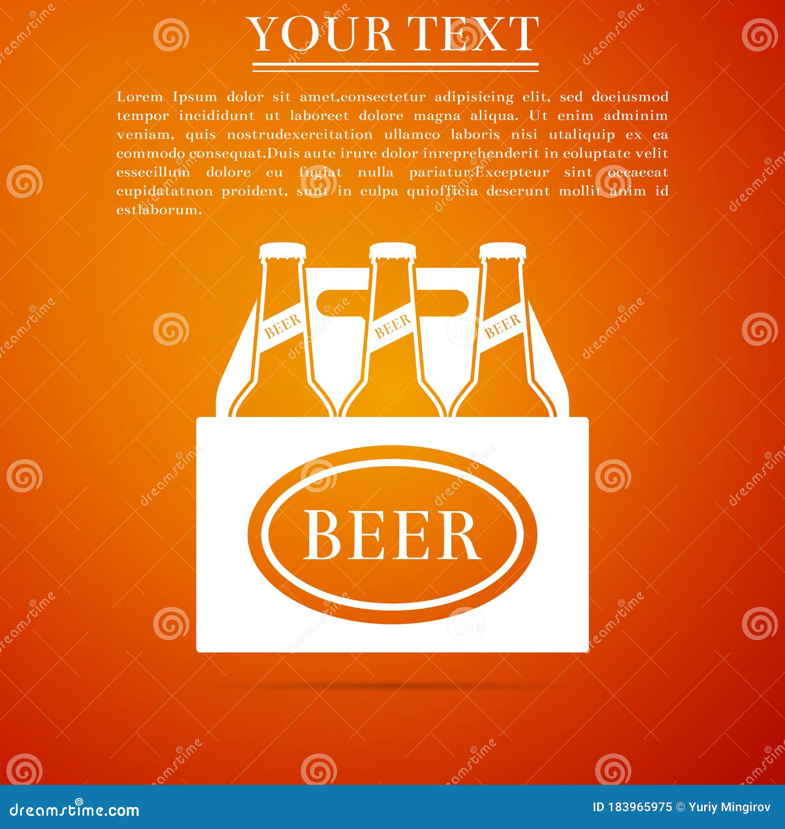 Pack of Beer Bottles Icon Isolated on Orange Background. Case Crate ...