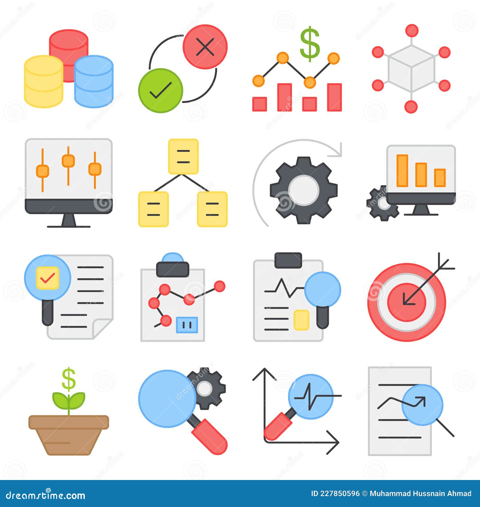 Pack of Big Data and Infographic Flat Icons Stock Vector - Illustration ...