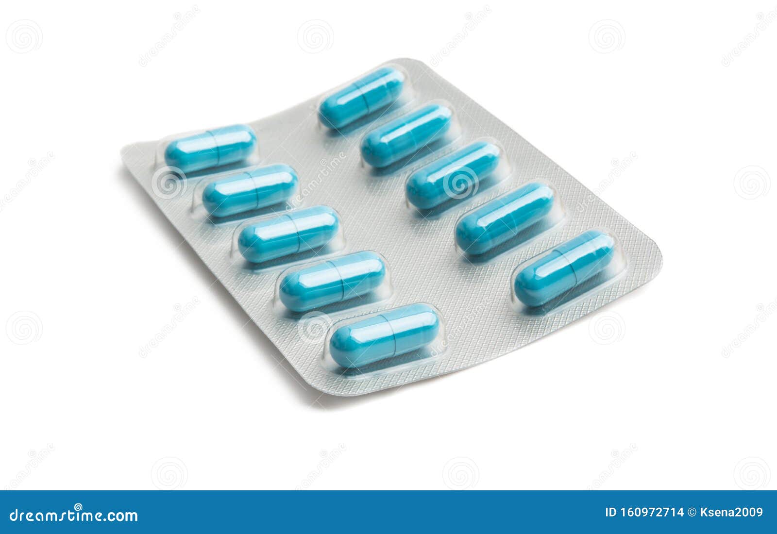 Pack of Blue Capsules Isolated Stock Photo - Image of antibiotic ...