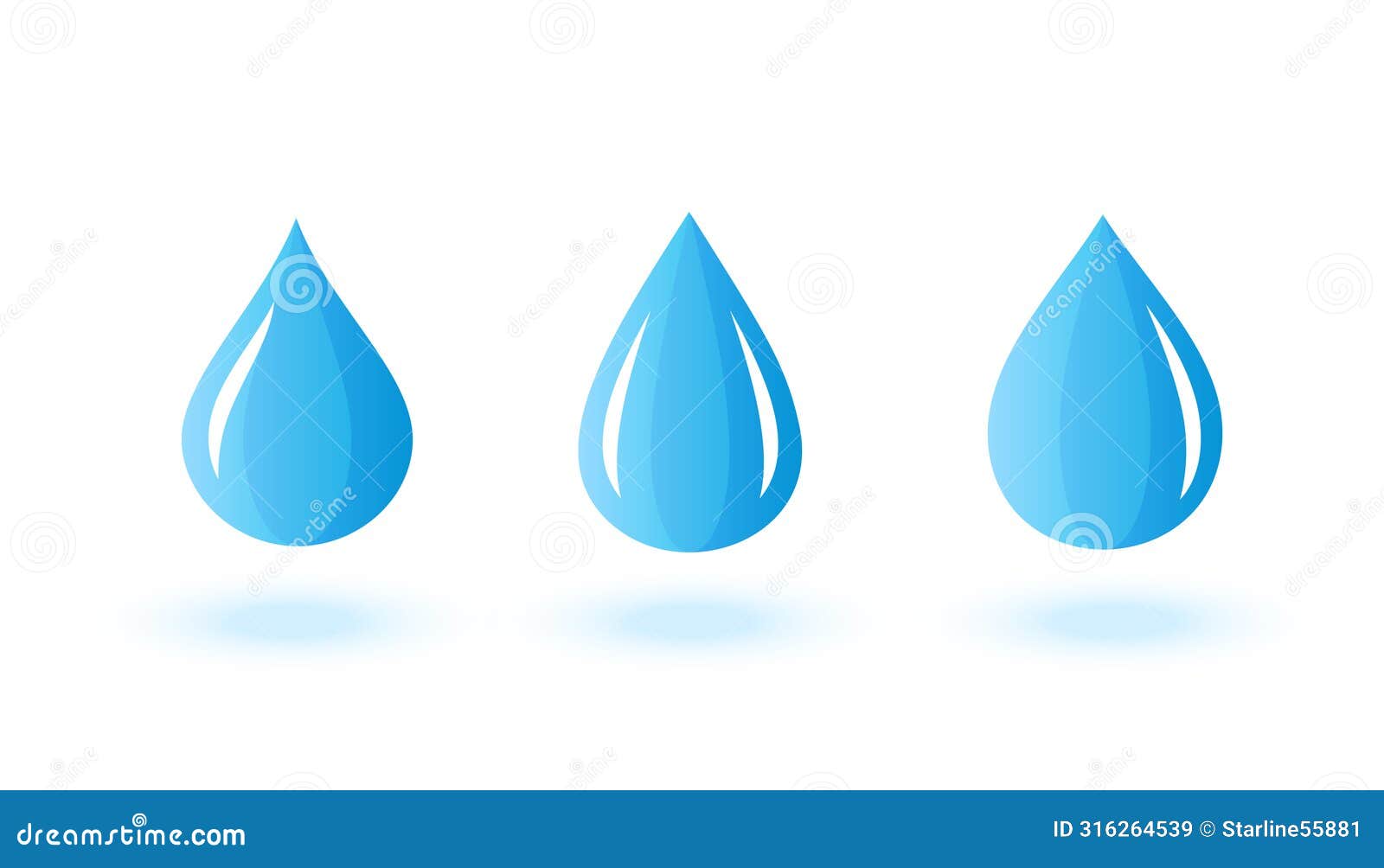 Pack of Blue Water Droplet Icon on White Background Stock Vector ...
