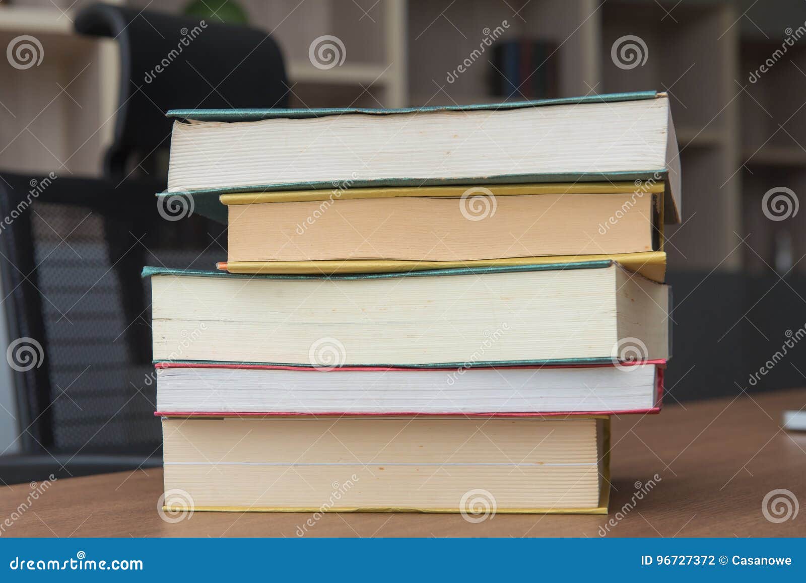 Pack of Book Stack on Table in Working Room at Office, Vintage S Stock ...