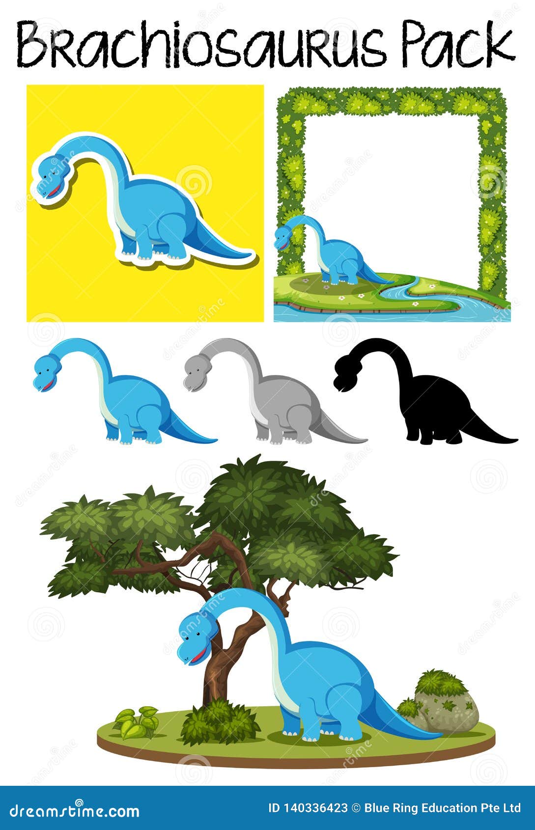 A pack of brachiosaurus stock vector. Illustration of isolated - 140336423