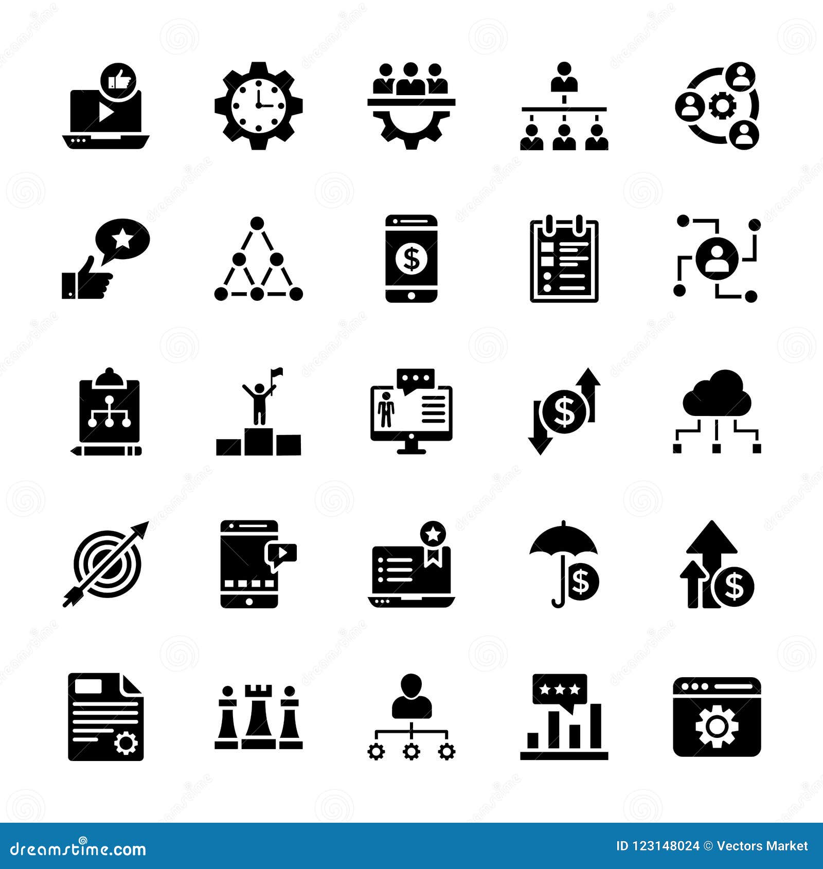 Business Services Glyph Icons Set Stock Illustration - Illustration of ...