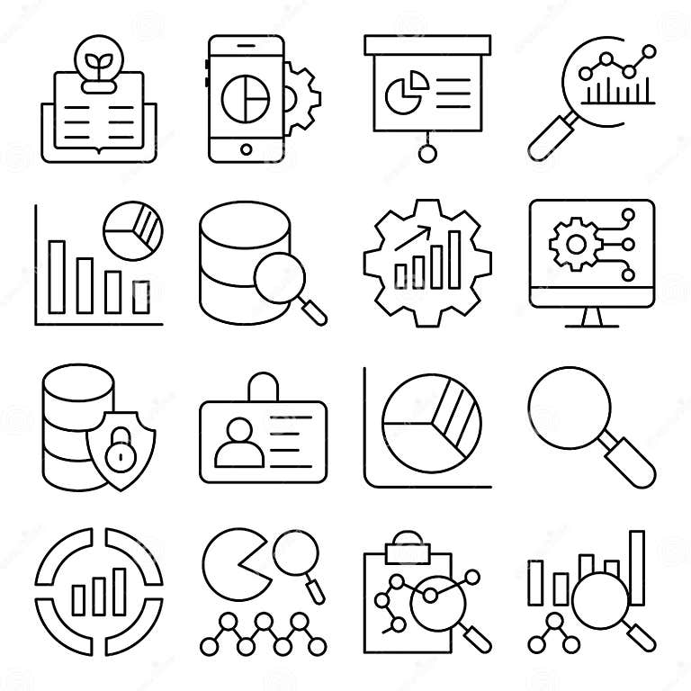 Pack of Business Statistics Linear Icons Stock Vector - Illustration of ...