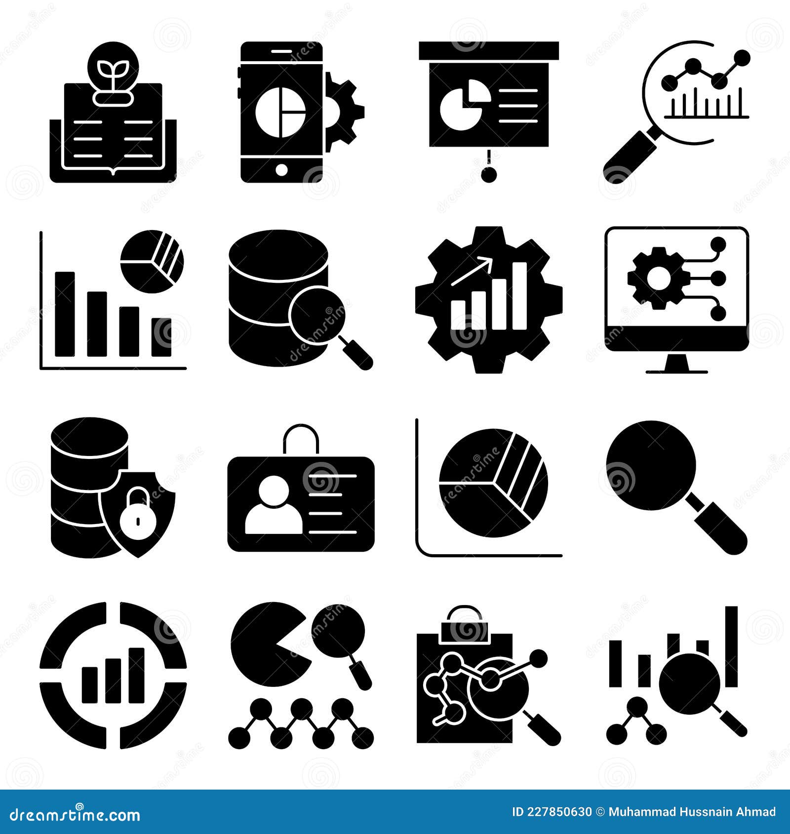Pack of Business Statistics Solid Icons Stock Vector - Illustration of ...