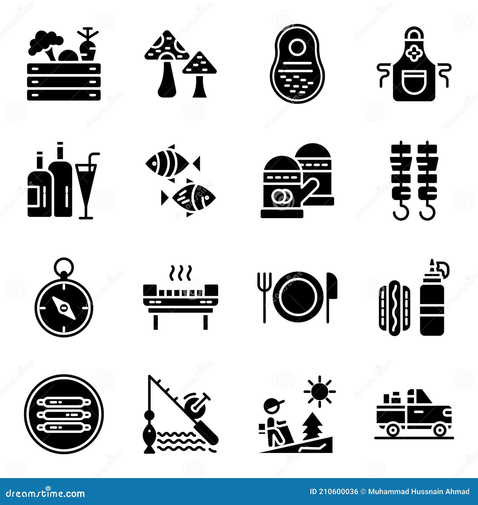 Pack of Camping and Picnic Solid Icons Stock Vector - Illustration of ...