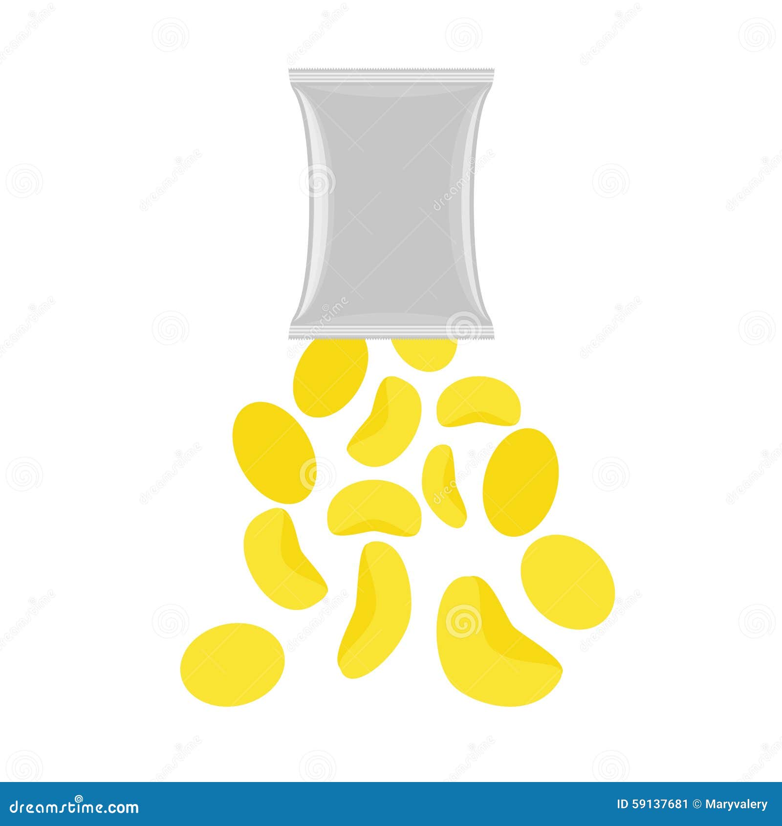 Pack of Chips. Open Packaging. Potato Chips are Falling Stock Vector ...