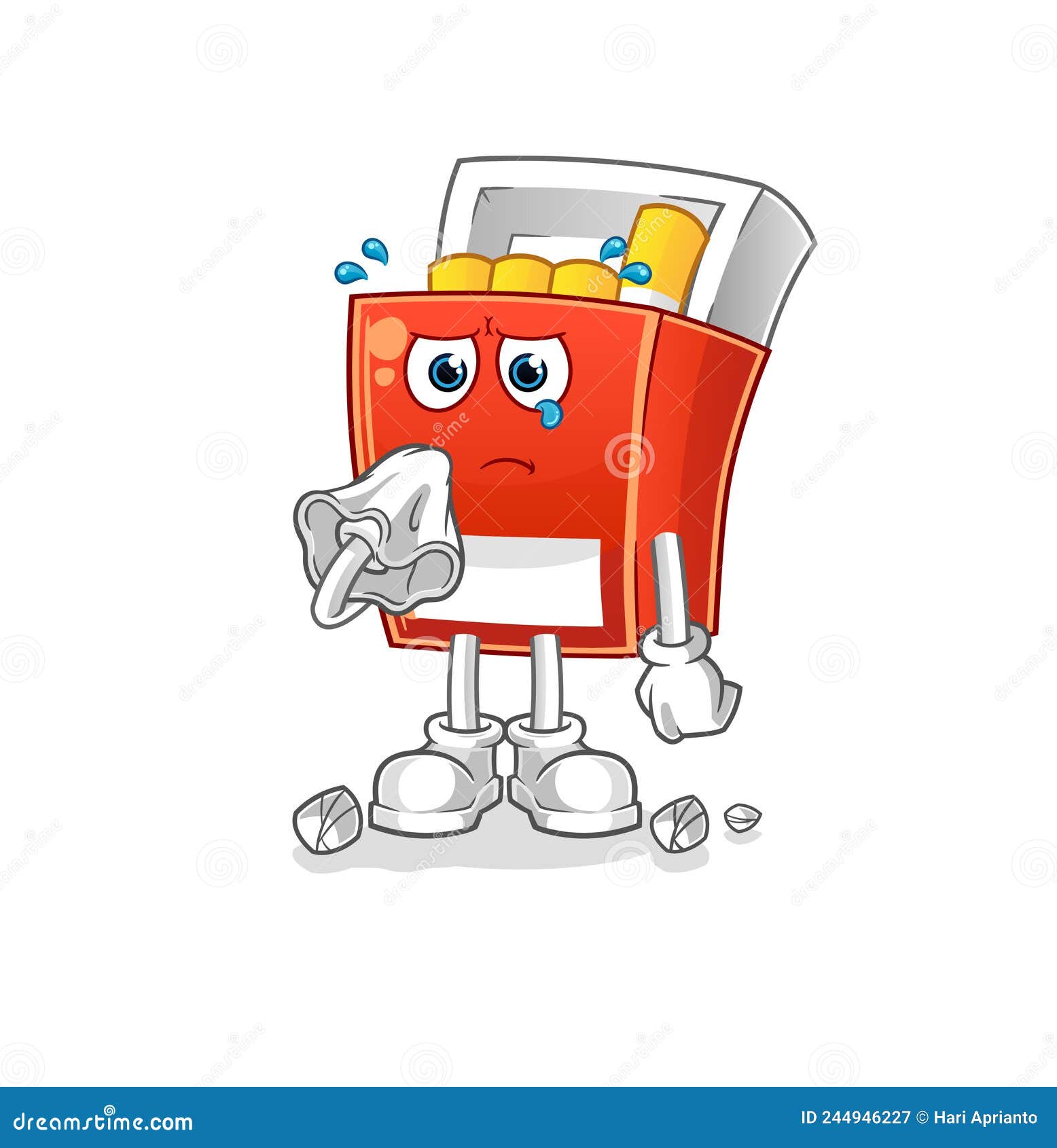 Pack of Cigarette Cry with a Tissue. Cartoon Mascot Vector Stock Vector ...