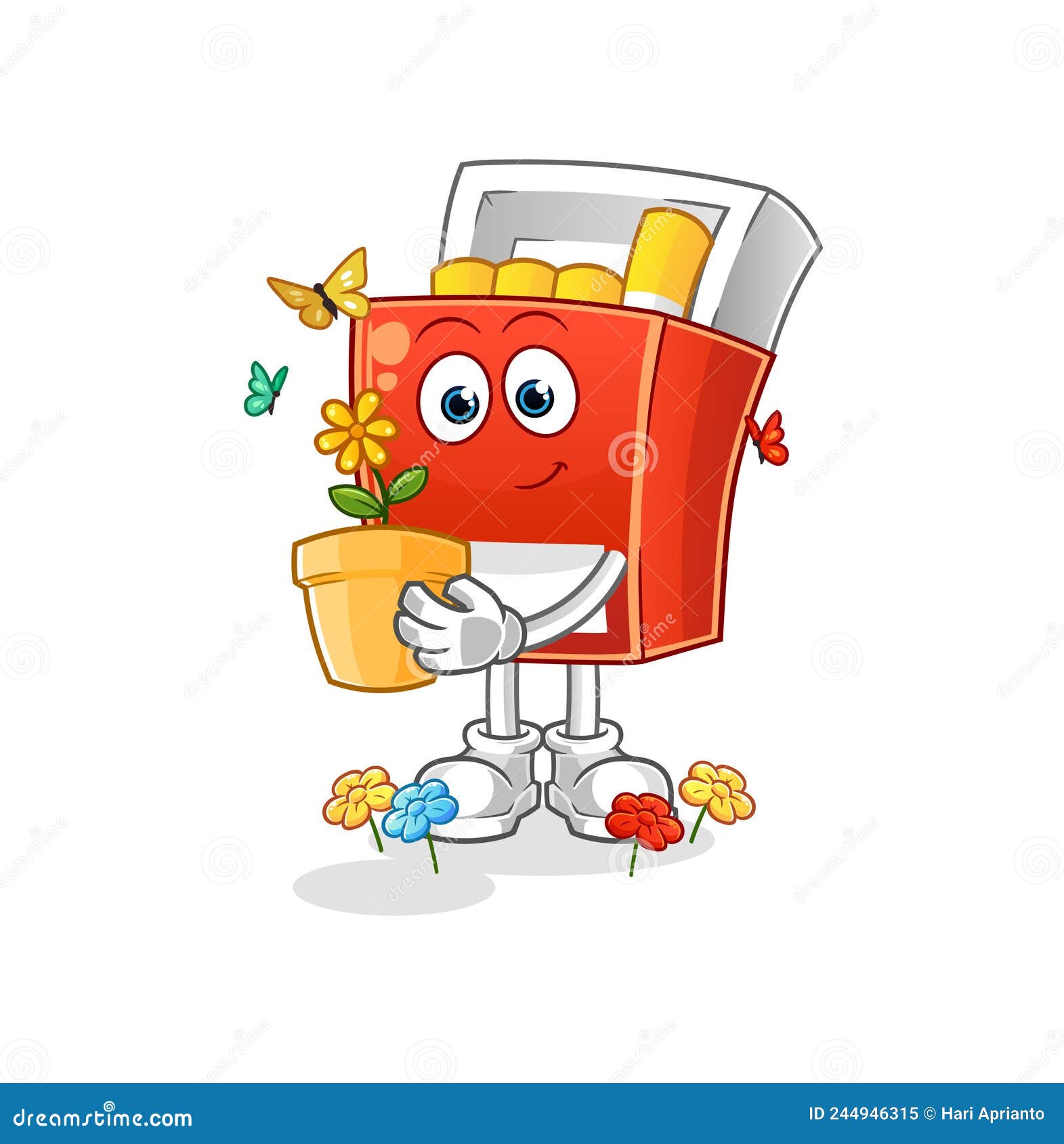 Pack of Cigarette with a Flower Pot. Character Vector Stock Vector ...