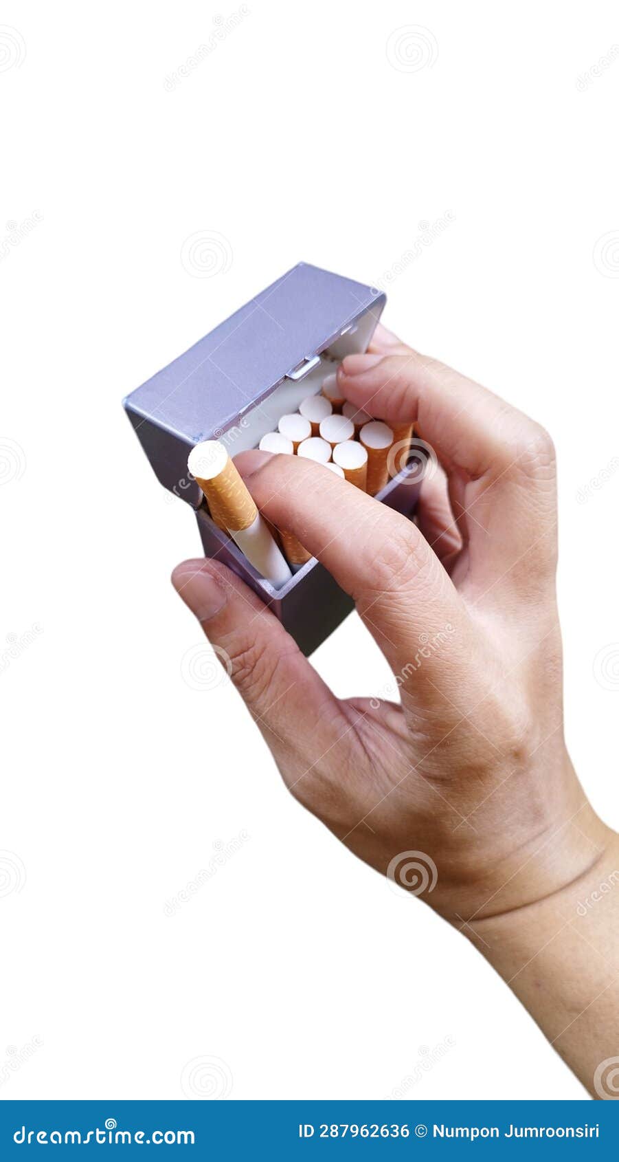 Pack of Cigarettes in Hand, Isolated on White Background Stock Photo ...