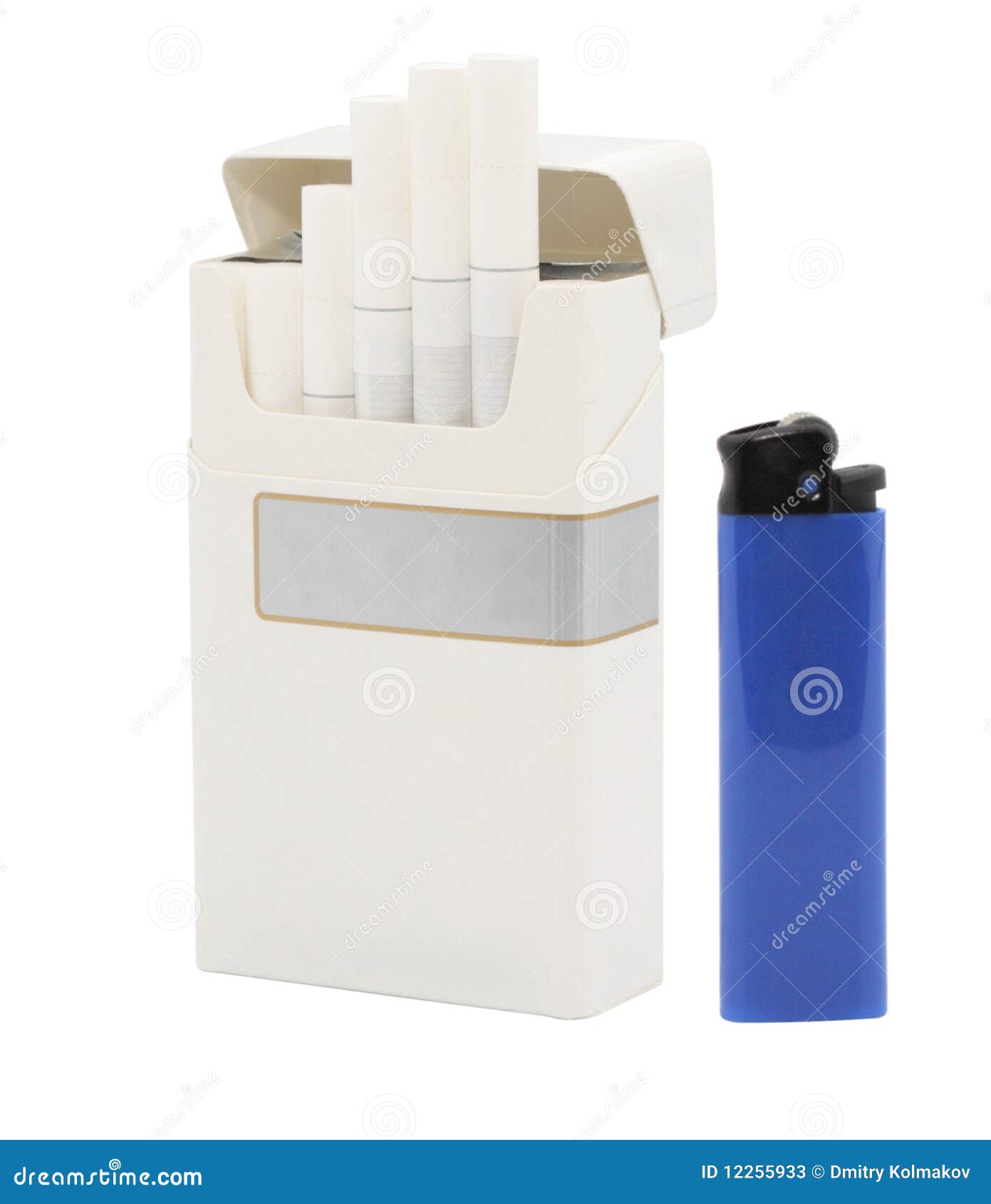 Pack Of Cigarettes And Lighter. Stock Photos - Image: 12255933
