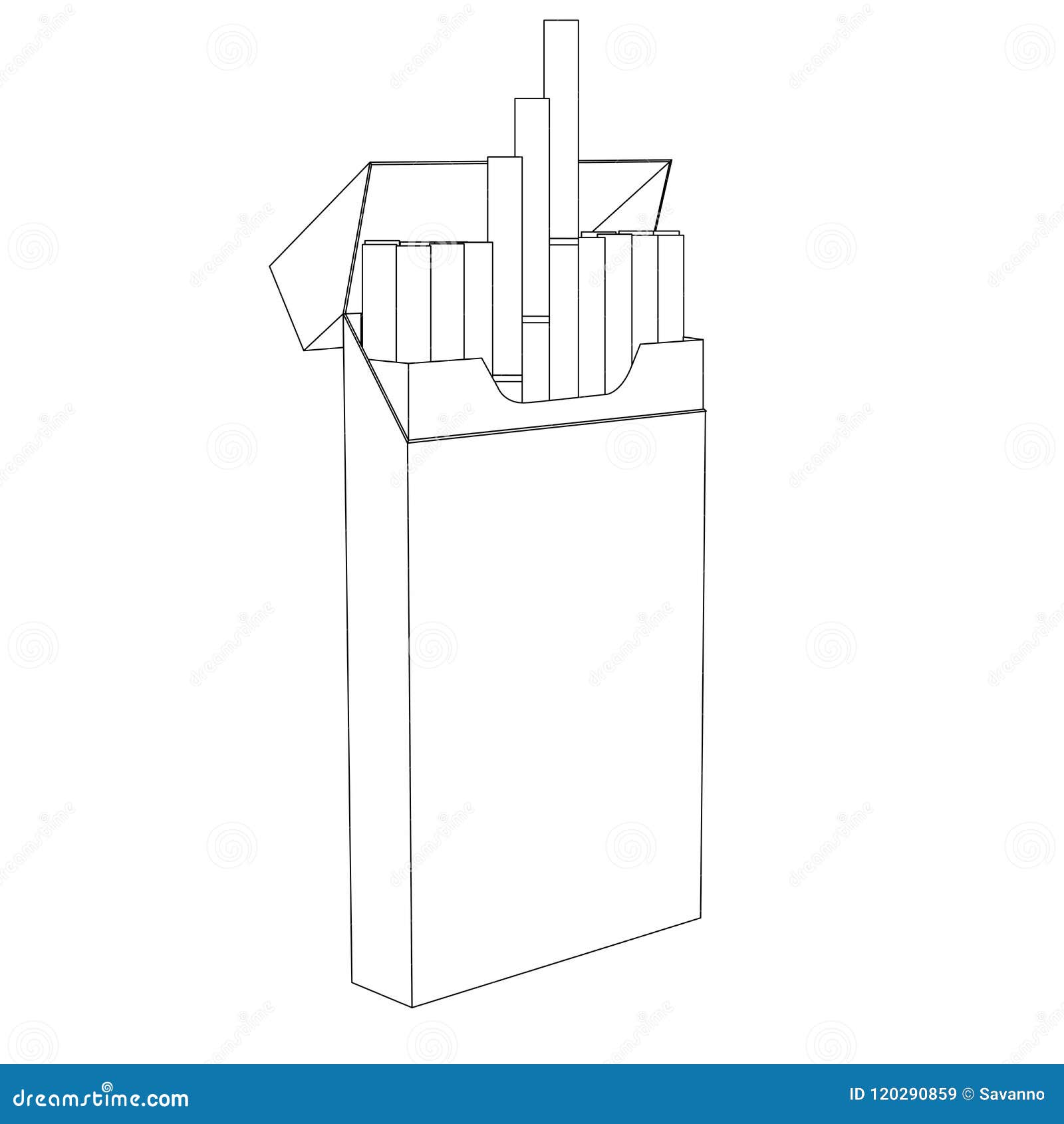 Pack of Cigarettes. Outline Drawing Stock Vector - Illustration of ...