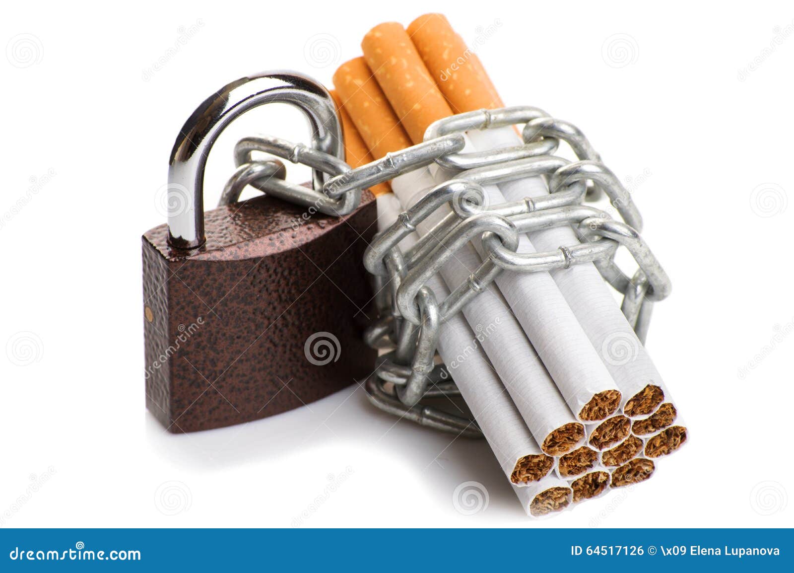 Pack of Cigarettes and a Padlock with Chain. Concept Stop Smoking Stock ...