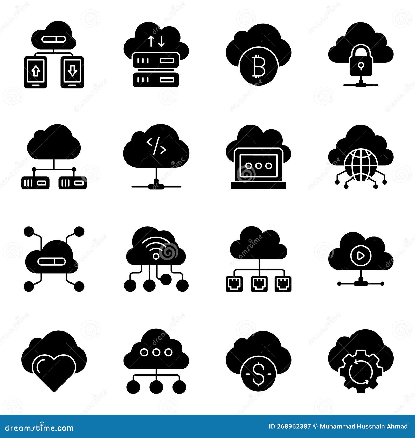 Pack of Cloud Computing and Technology Solid Icons Stock Vector - Illustration of setting ...