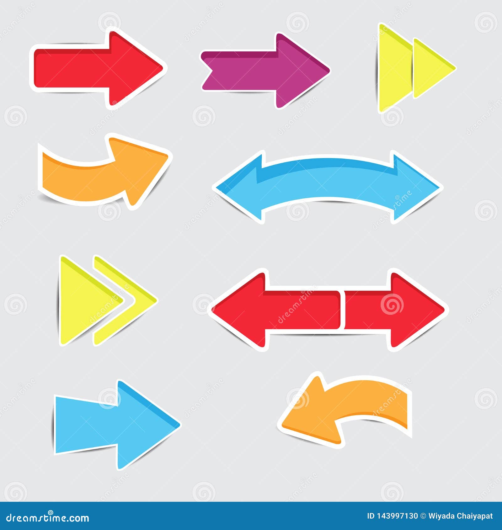 Pack of Colorful Arrow Stickers Stock Illustration - Illustration of ...