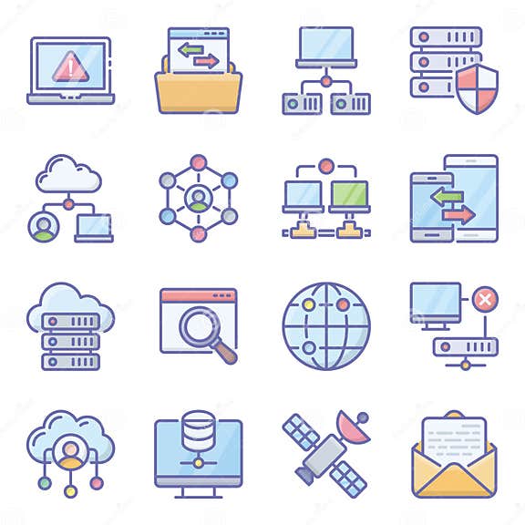 Pack of Communication Devices Icons Stock Vector - Illustration of node ...