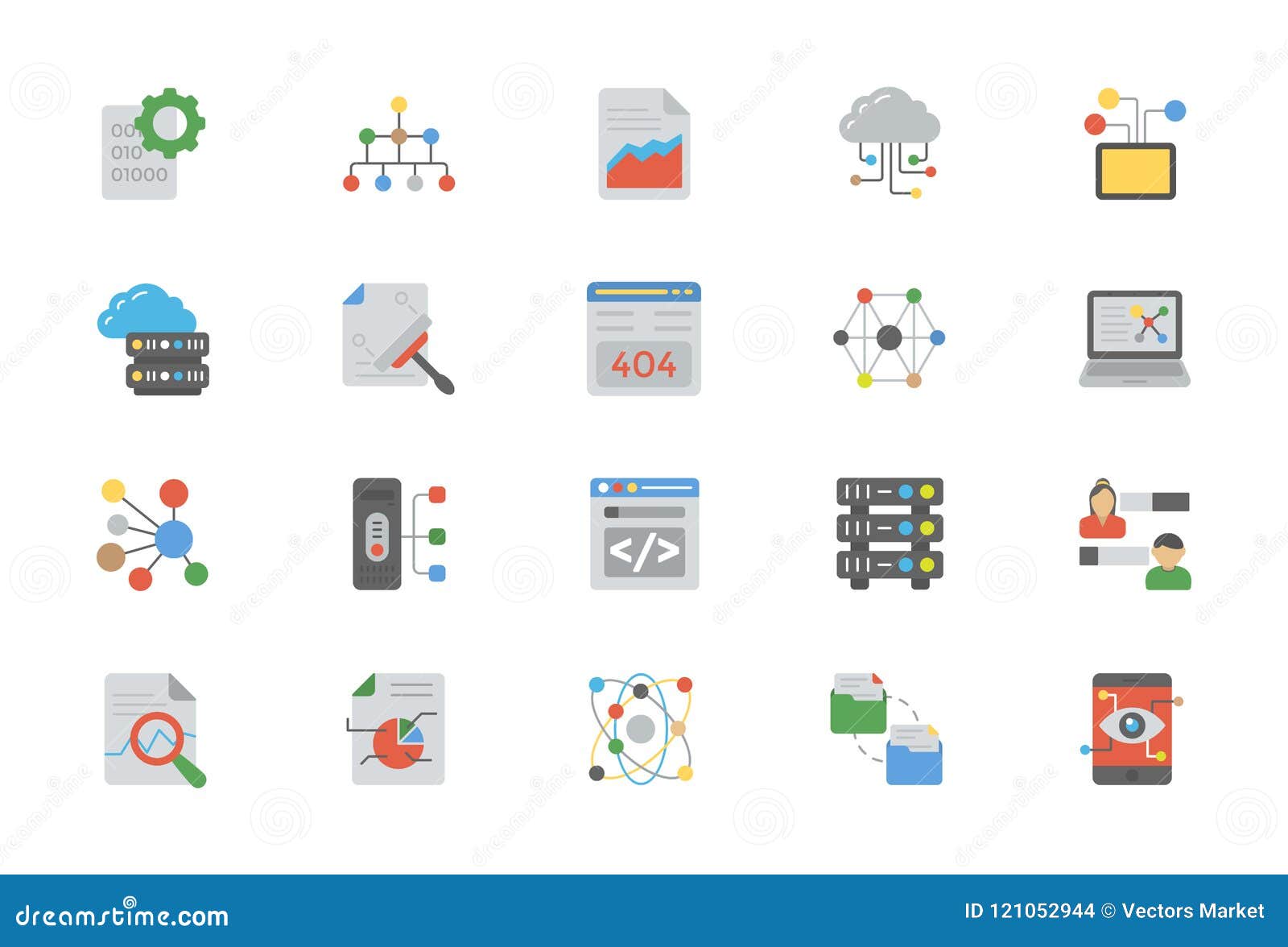 Flat Design Icons of Data Management Stock Illustration - Illustration ...