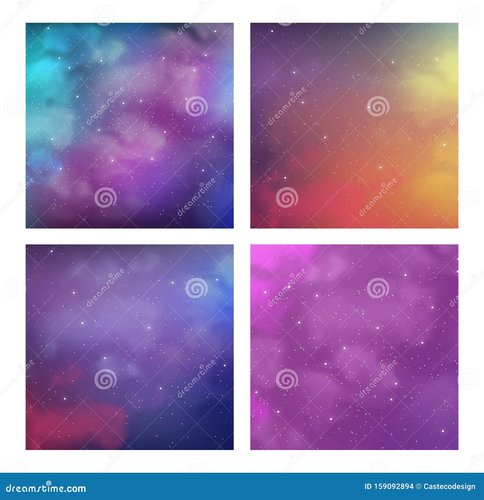 Pack of Cosmic Backgrounds with Magic Bright Colors Stock Vector ...