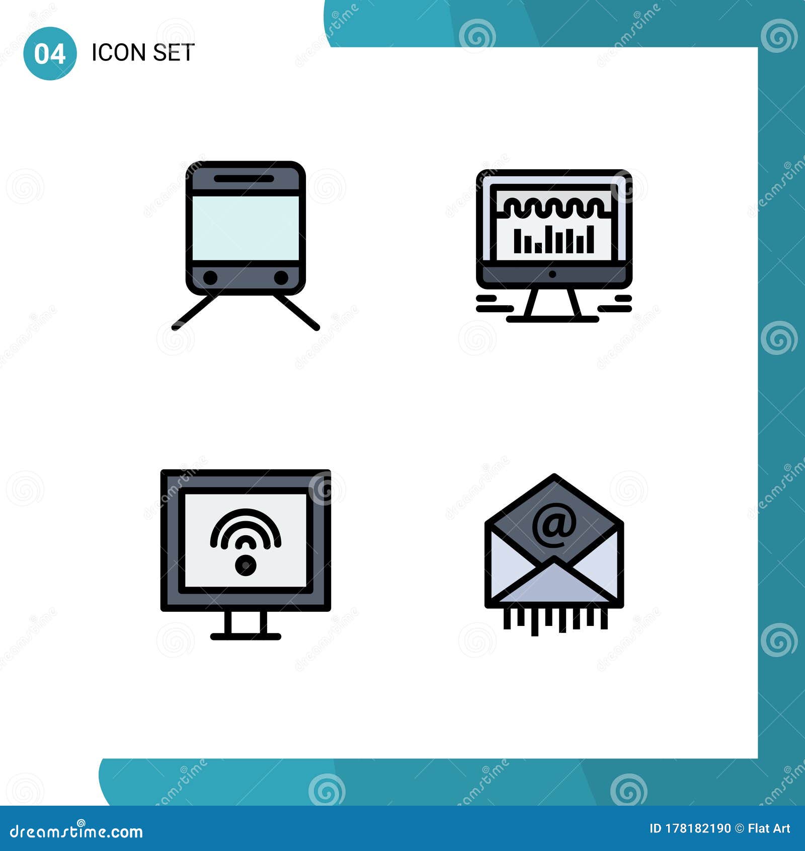 Pack of 4 Creative Filledline Flat Colors of Regular, Smart, Computer ...