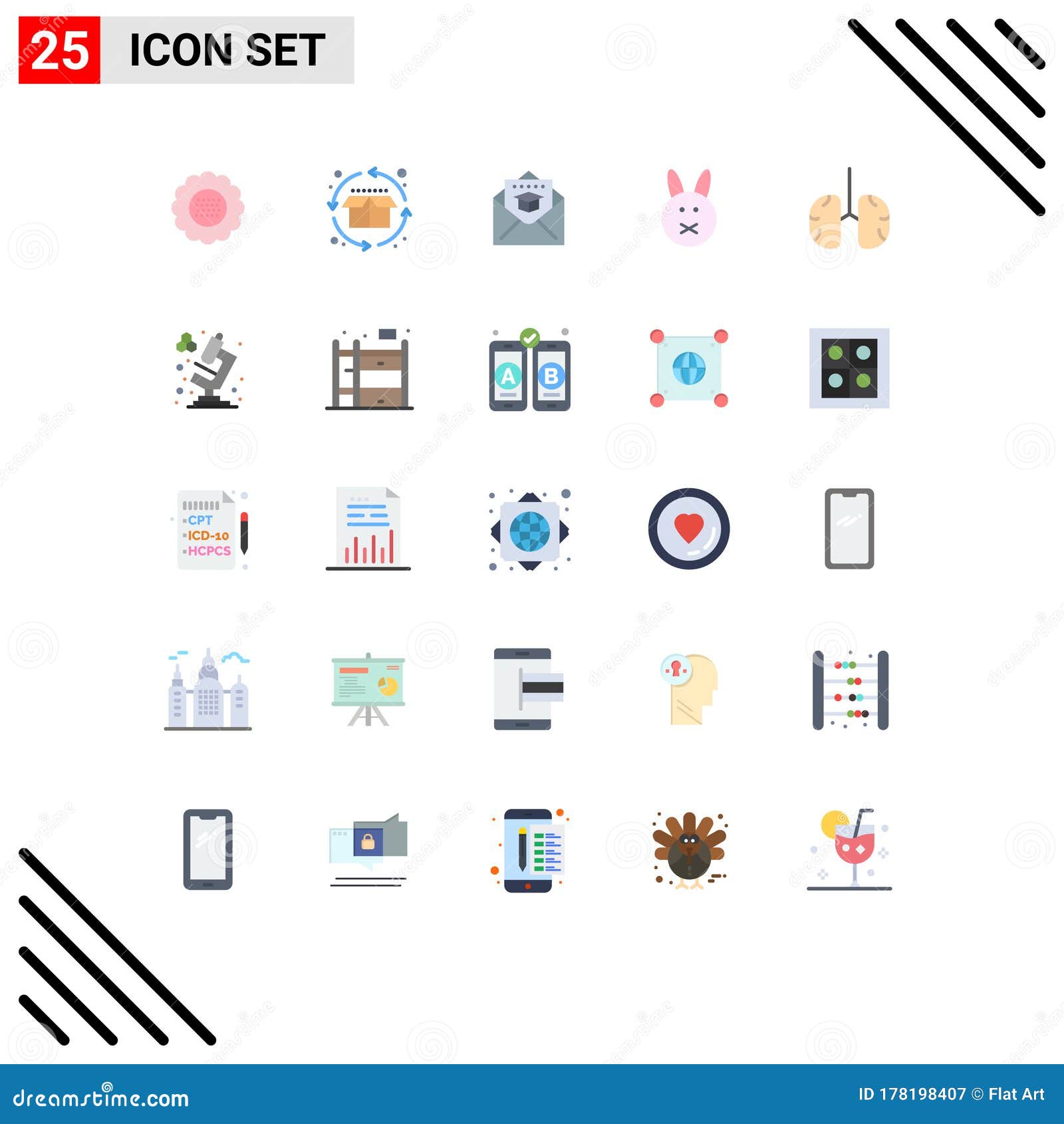 Pack of 25 Creative Flat Colors of Biology, Rabbit, Product Cycle ...