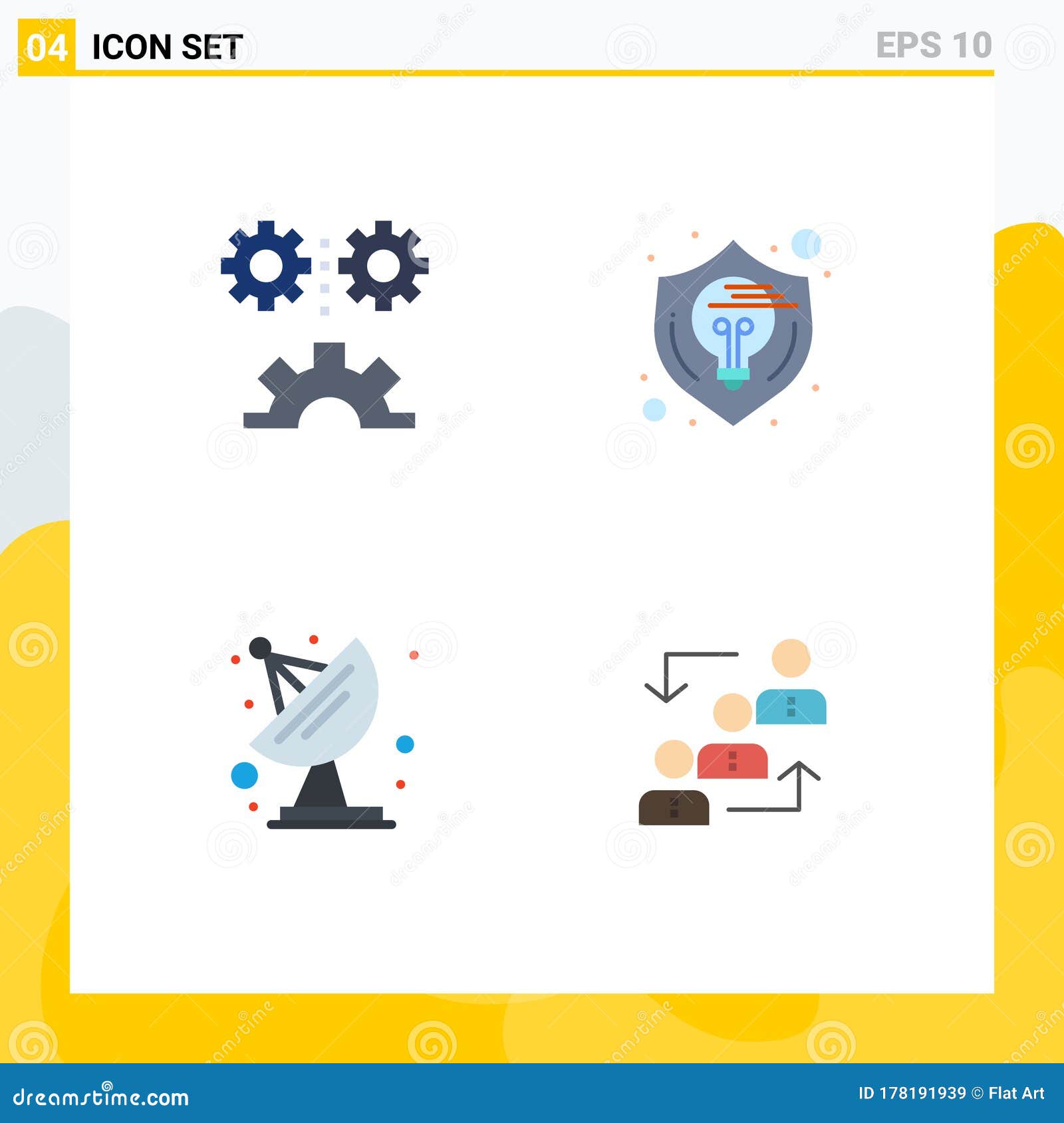 Group of 4 Flat Icons Signs and Symbols for Applied Science, Thinking ...