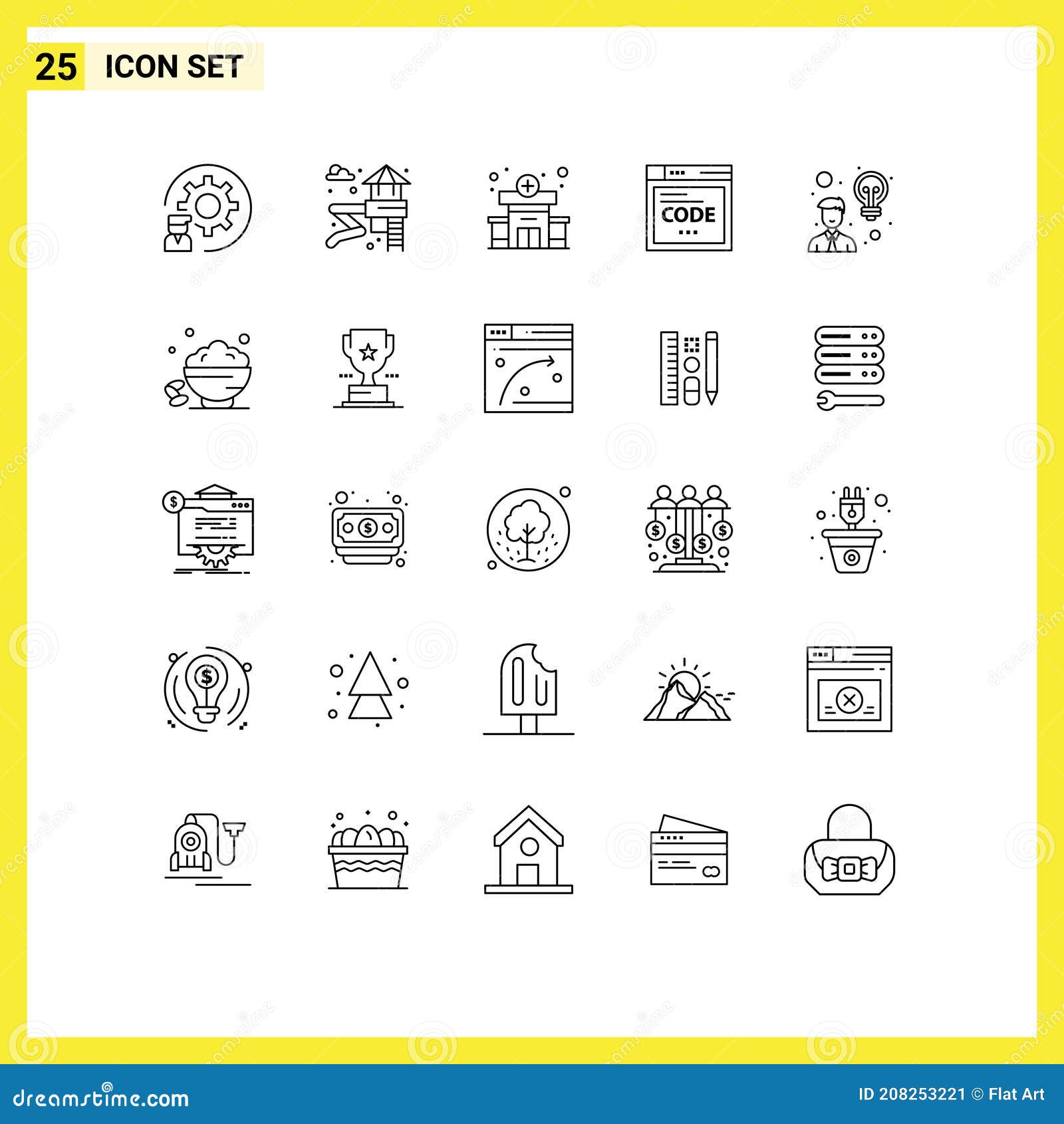 Line Pack of 25 Universal Symbols of Idea, Creativity, Clinic, Coding ...