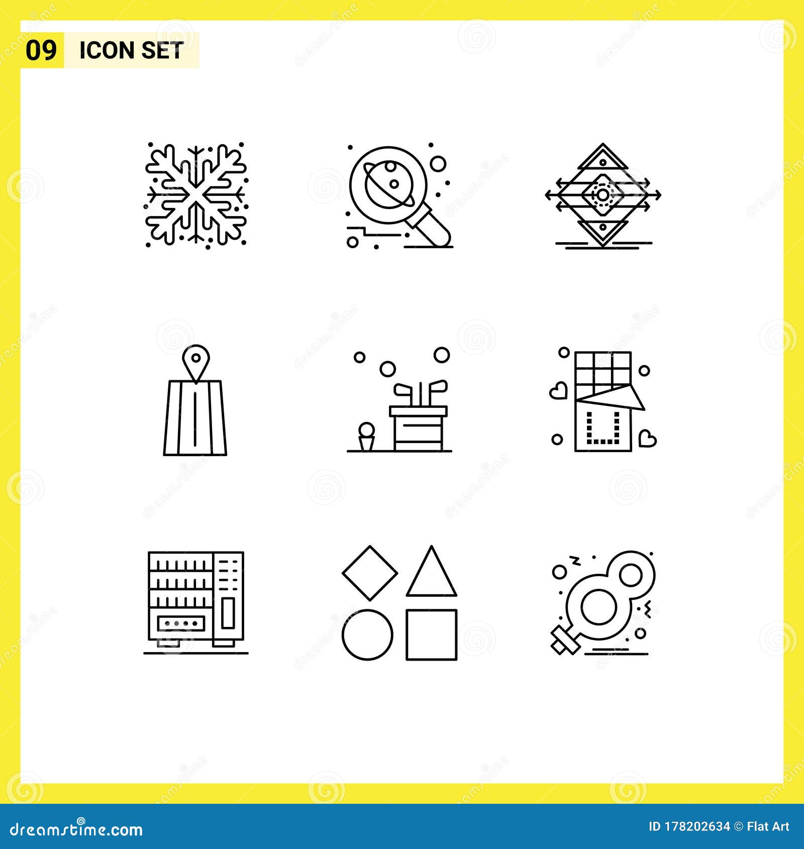 9 Creative Icons Modern Signs and Symbols of Bag, Road, Space ...