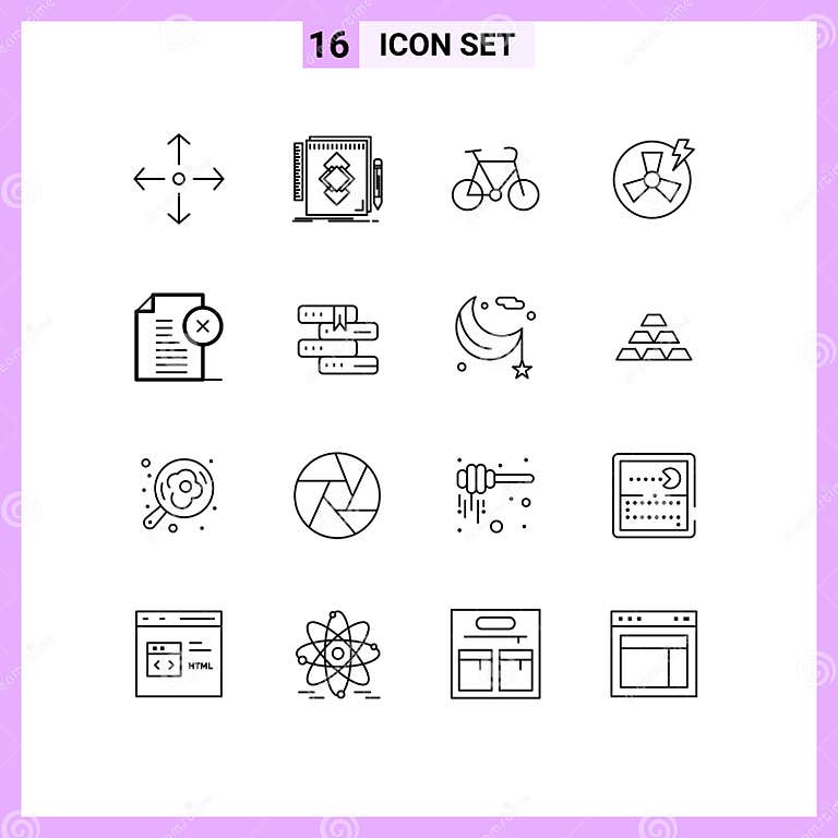 16 Thematic Vector Outlines and Editable Symbols of Delete Document ...