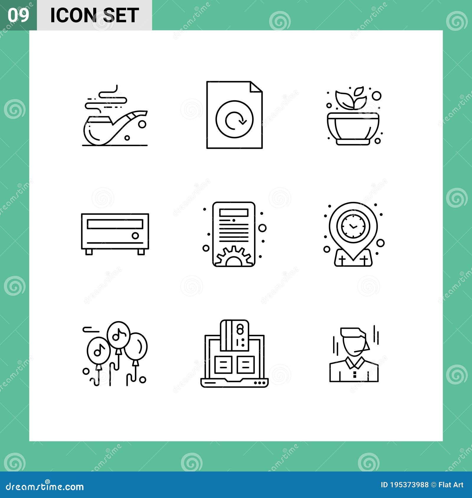 Pack of 9 Creative Outlines of Geo, Options, Calm, Content Management ...